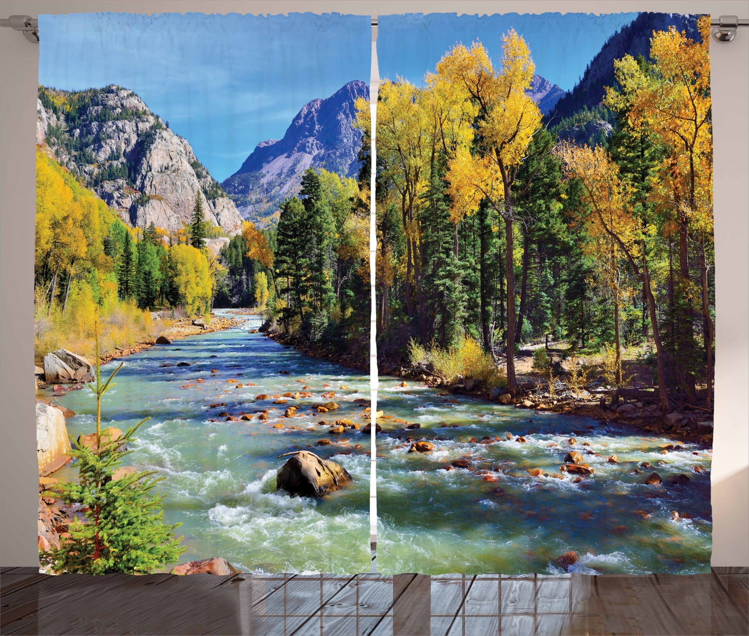 Ambesonne Landscape Curtains 2 Panel Set, Mountains of Colorado, 108" x ...