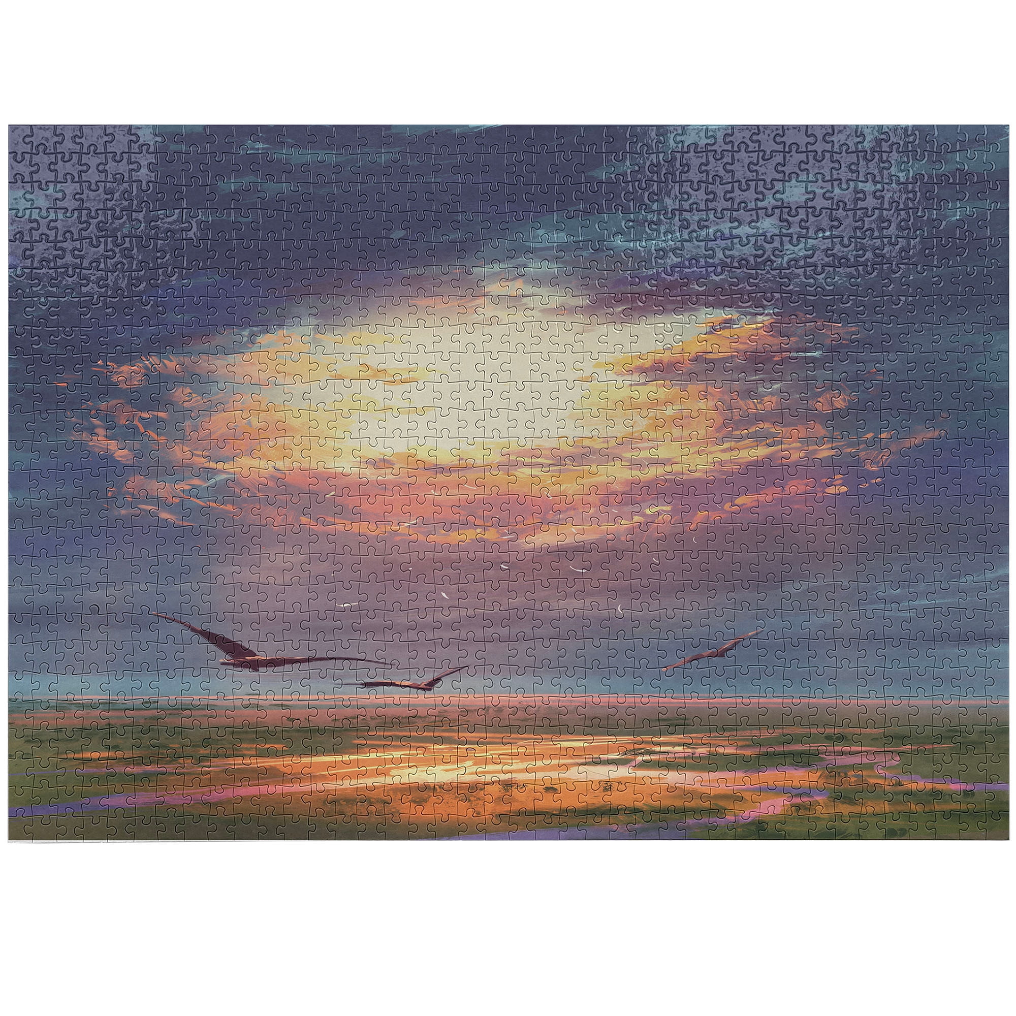 Ambesonne Landscape Jigsaw Puzzle Durable Cardboard, Beaming Sun Clouds ...