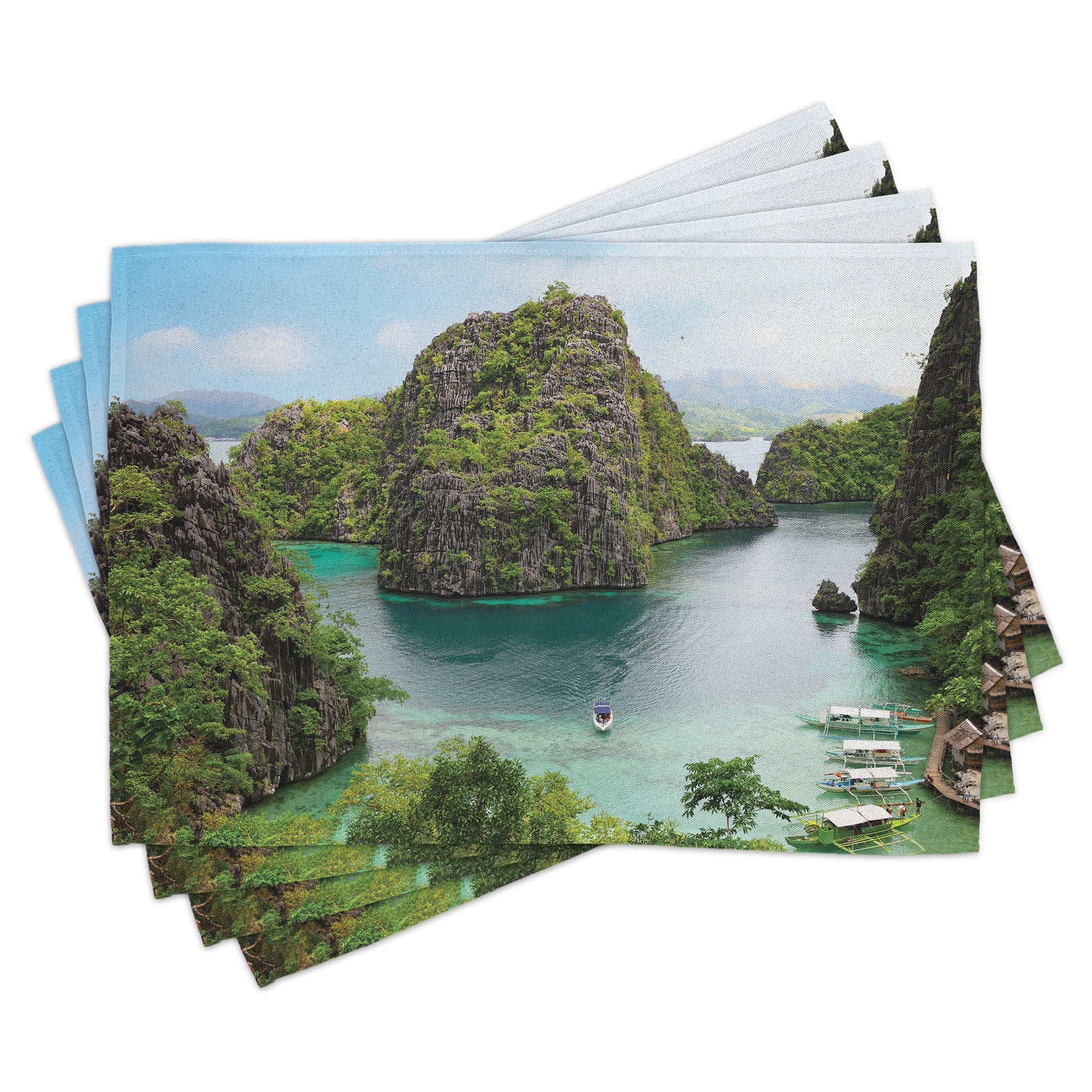 Ambesonne Landscape Place Mats Set of 4, Cliff in Philippines, Standard ...