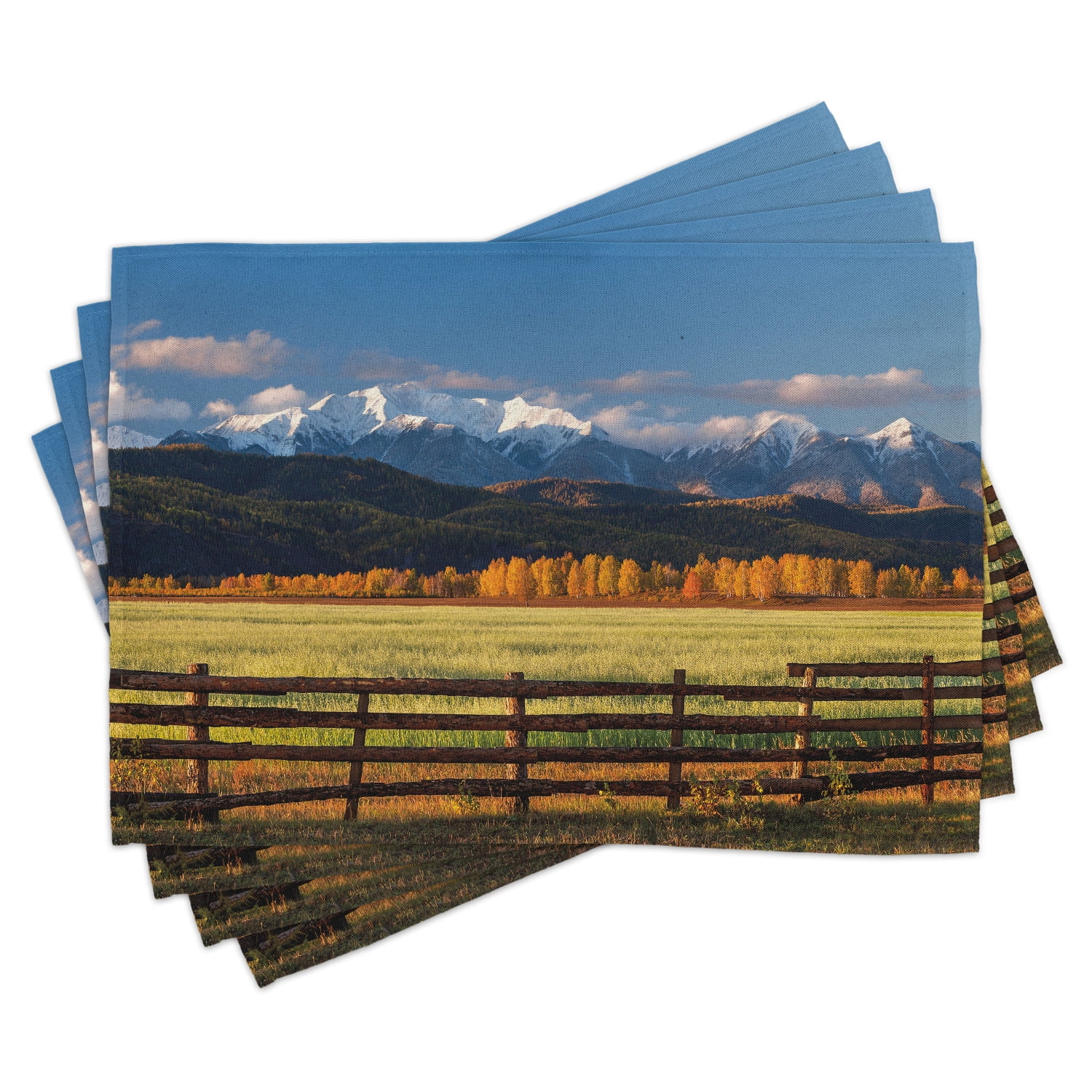 Ambesonne Landscape Place Mats Set of 4, Nature Valley Forest, Standard ...