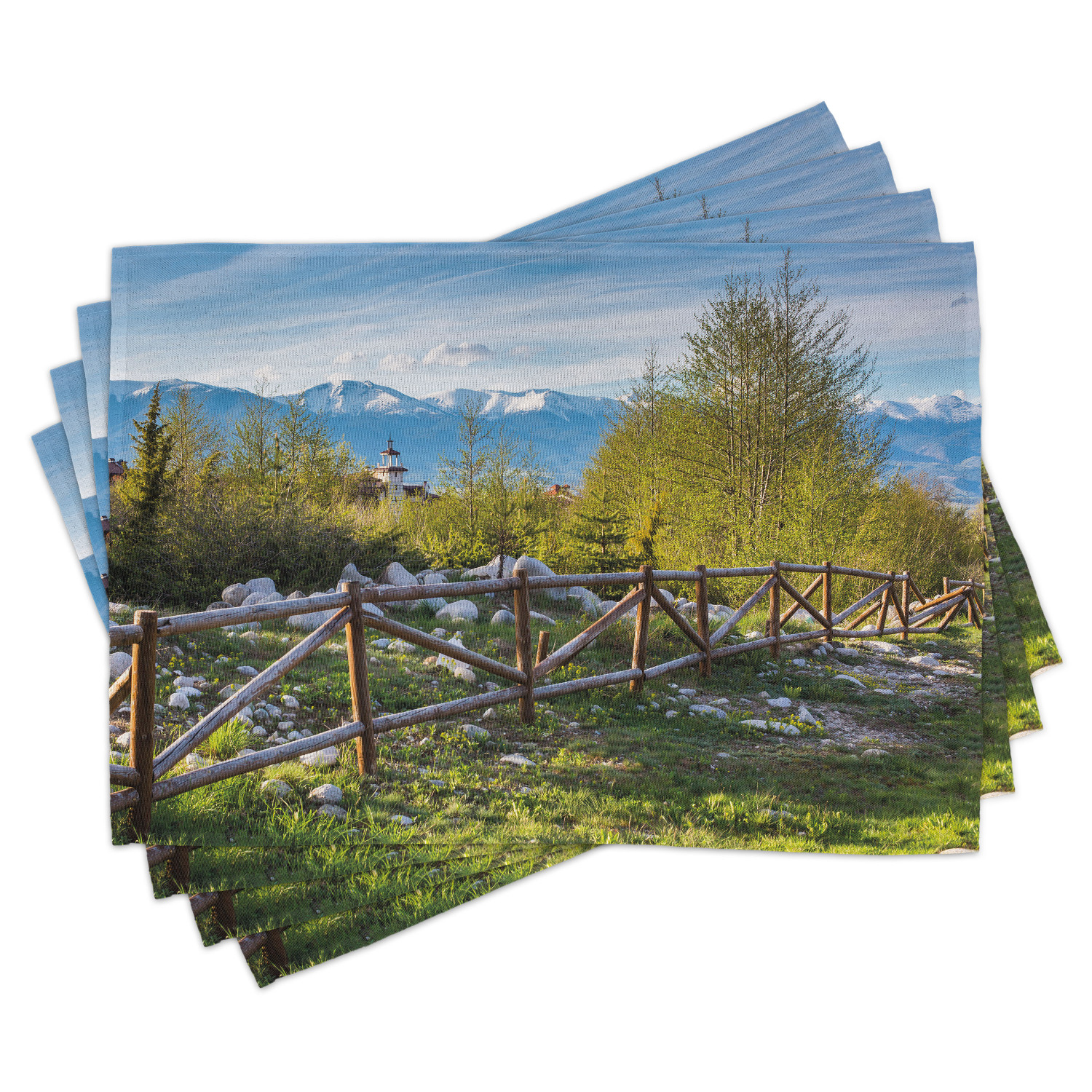 Ambesonne Landscape Place Mats Set of 4, Snowy Alps Mountain, Standard ...