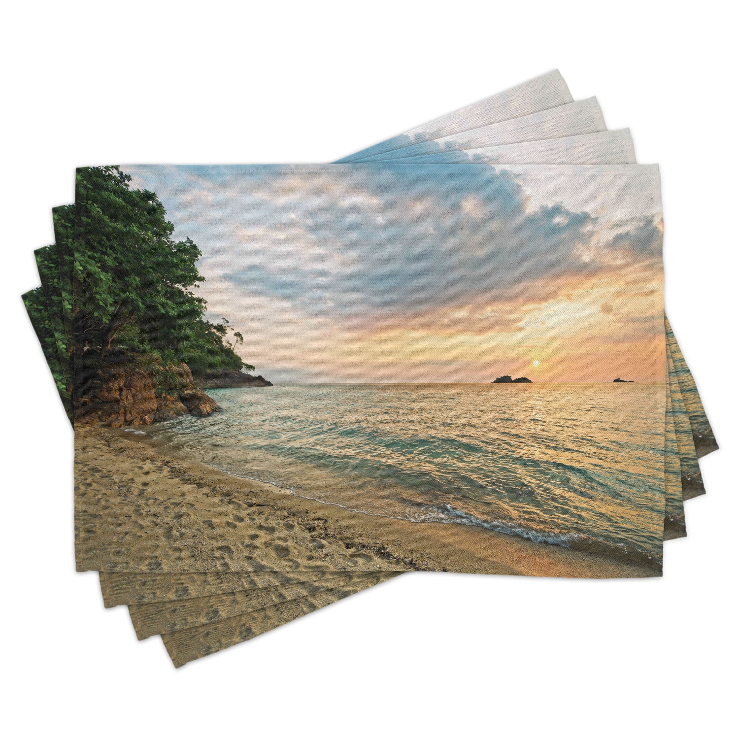 Ambesonne Landscape Place Mats Set of 4, Tropic Botanic Forest ...