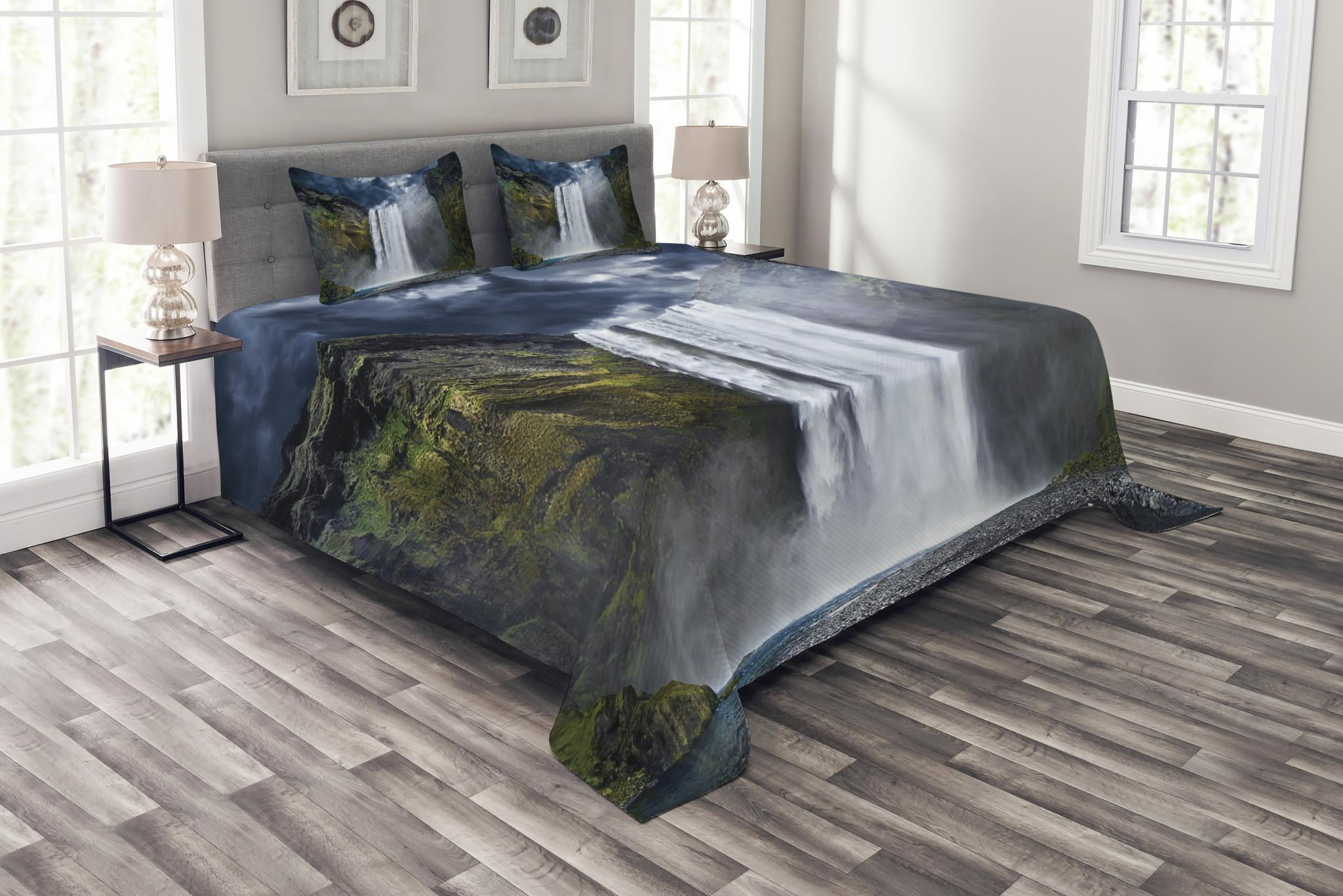 Ambesonne Landscape Quilted Bedspread Set 3 Pcs, America Cliffs Scene ...