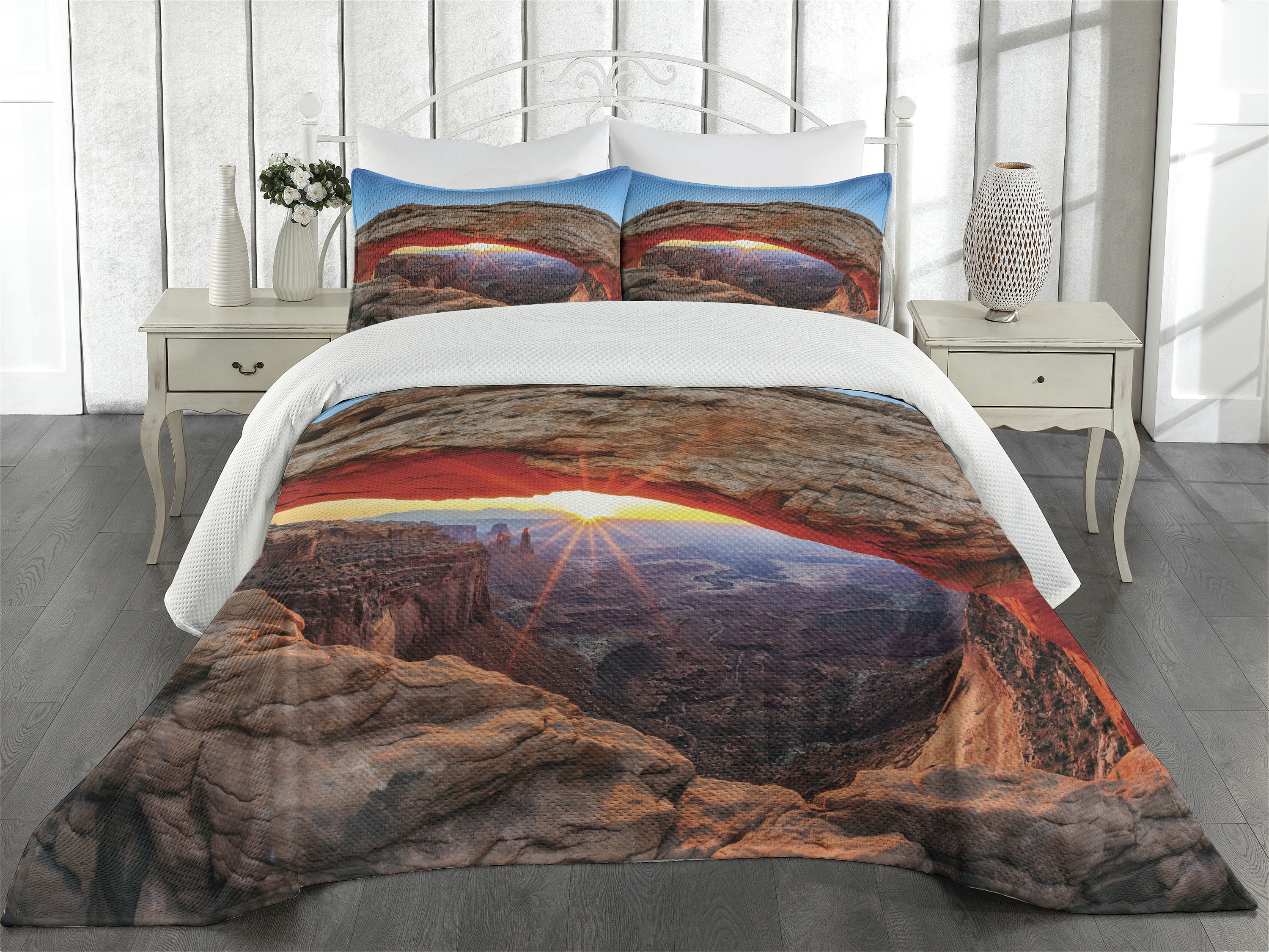 Ambesonne Landscape Quilted Coverlet 3 Pcs, Utah National Park, Queen ...