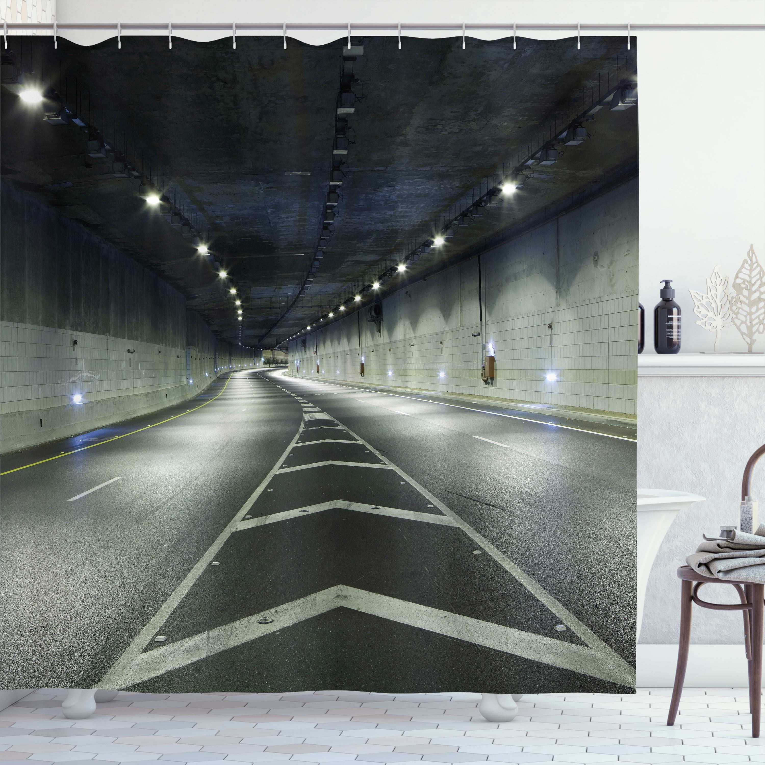 Ambesonne Landscape Shower Curtain, Interior Urban Tunnel, 69"Wx75"L ...