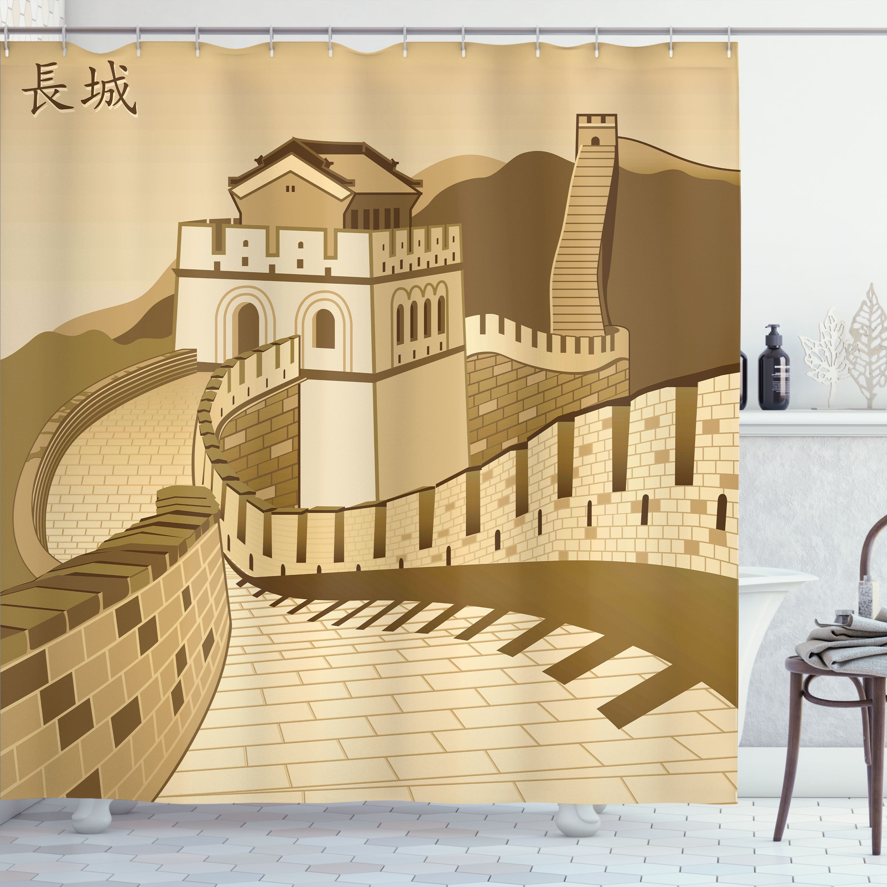Ambesonne Landscape Shower Curtain, Old Cultural Heritage, 69"Wx75"L ...