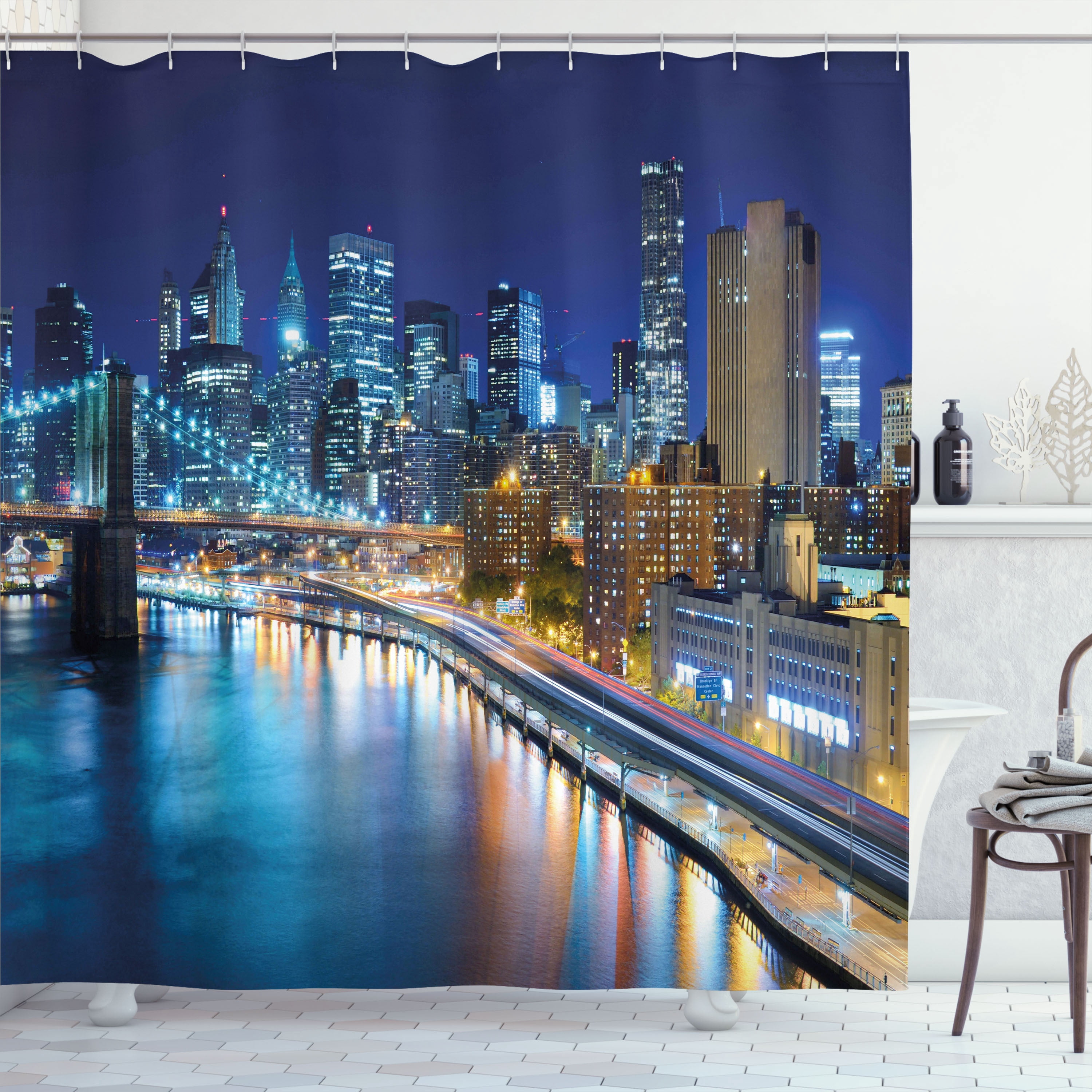 Ambesonne Landscape Shower Curtain, View of New York City, 69"Wx70"L ...