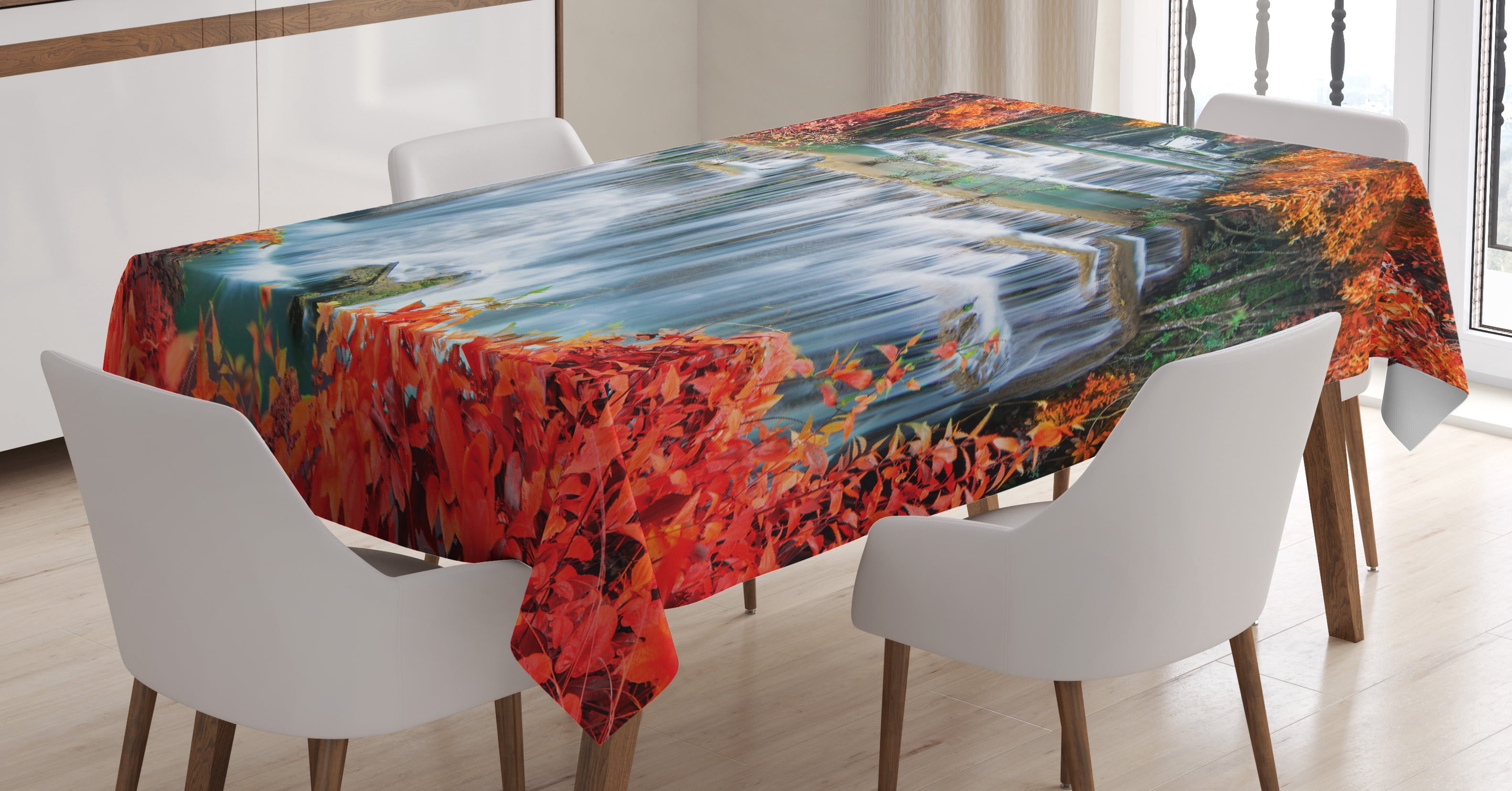 Ambesonne Landscape Tablecloth Rectangular Table Cover, Botanic Fall ...
