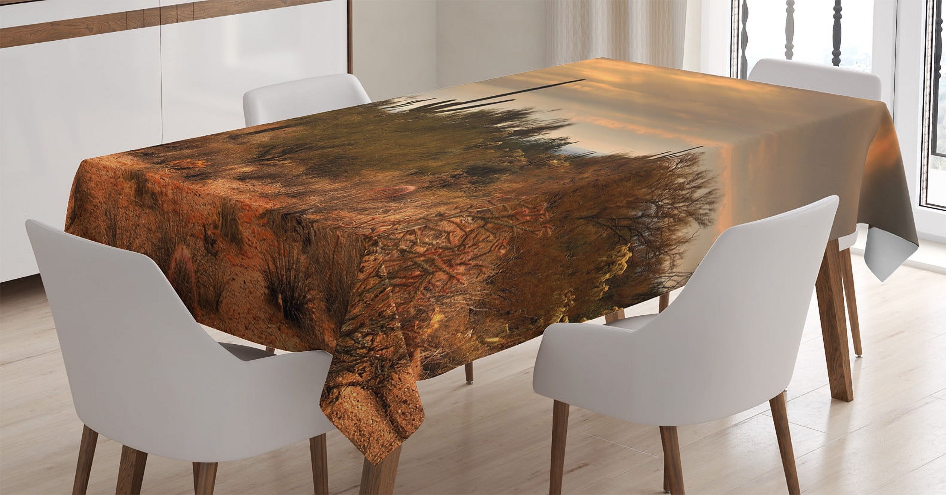 Ambesonne Landscape Tablecloth Rectangular Table Cover, Dramatic Shady ...
