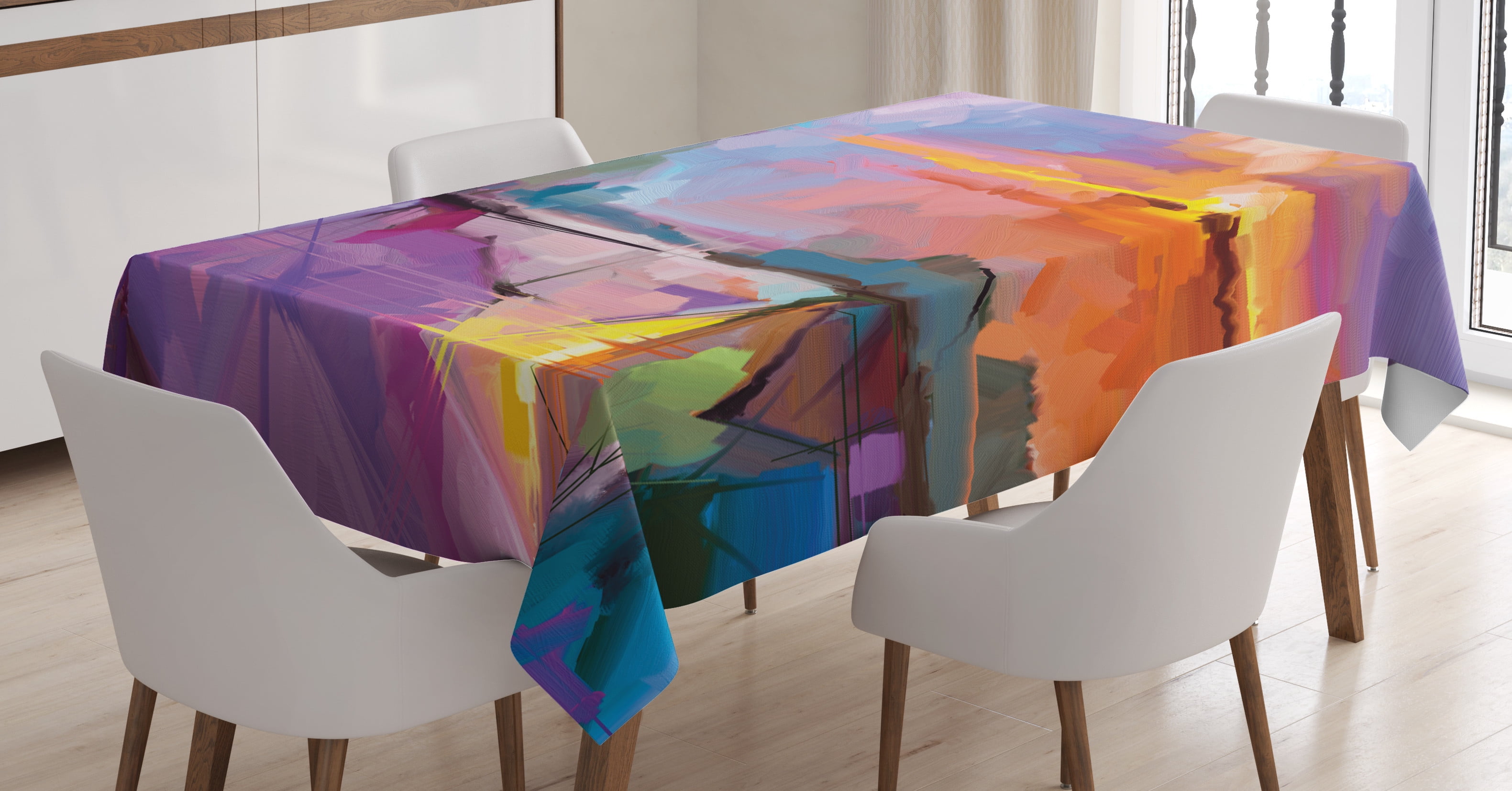 Ambesonne Landscape Tablecloth Rectangular Table Cover, Mountains ...