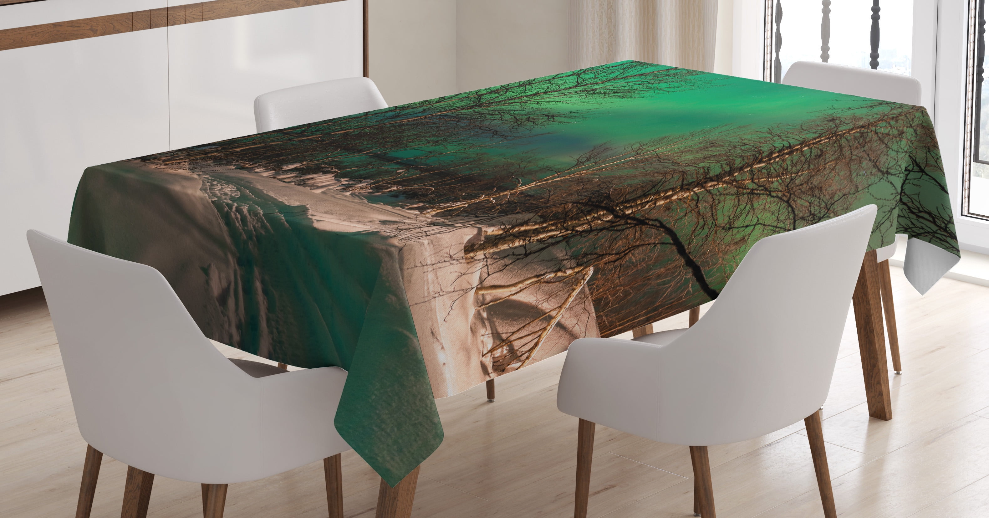 Ambesonne Landscape Tablecloth Rectangular Table Cover, Snowy Frozen ...