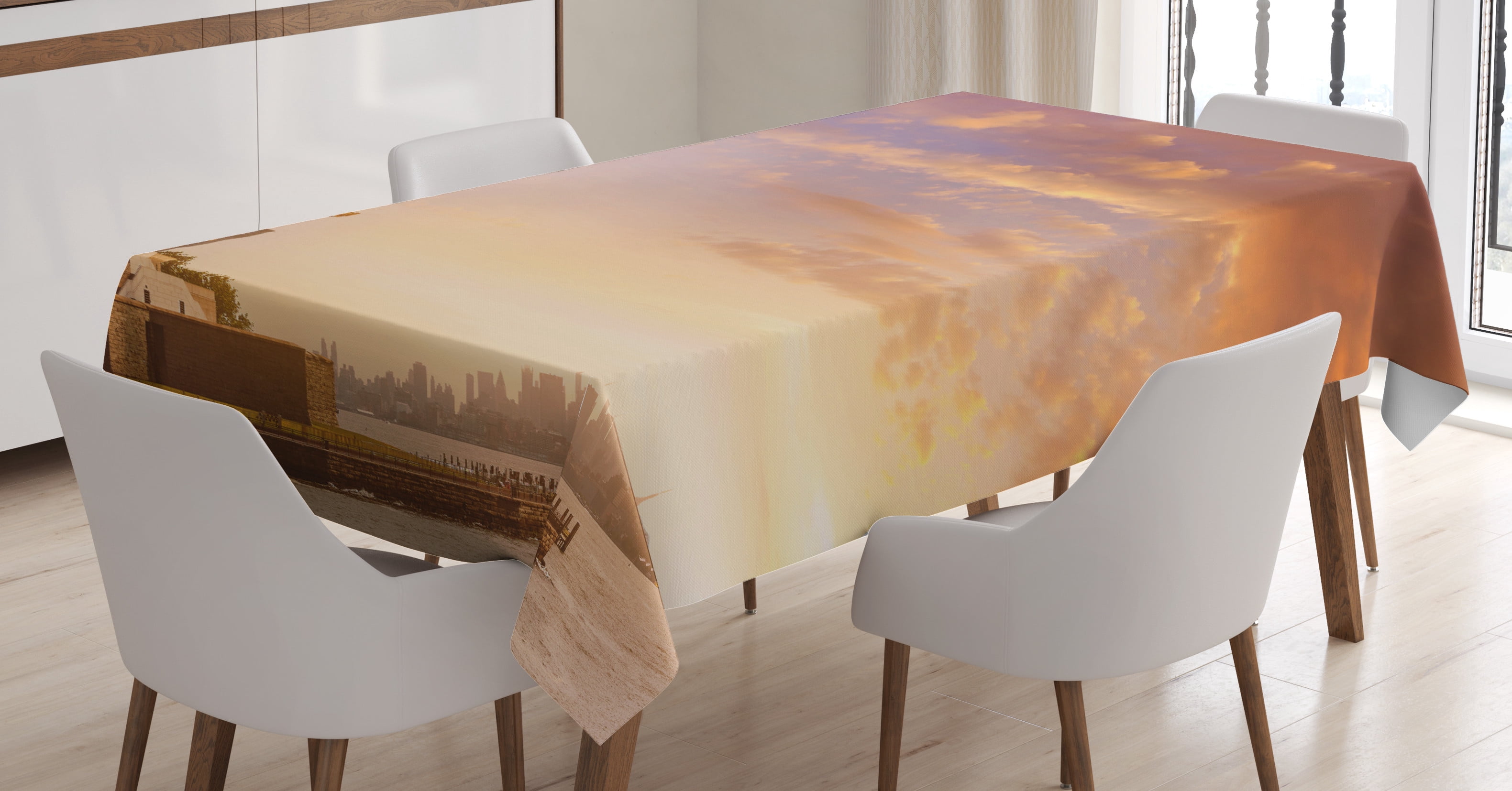 Ambesonne Landscape Tablecloth Rectangular Table Cover, USA New York ...