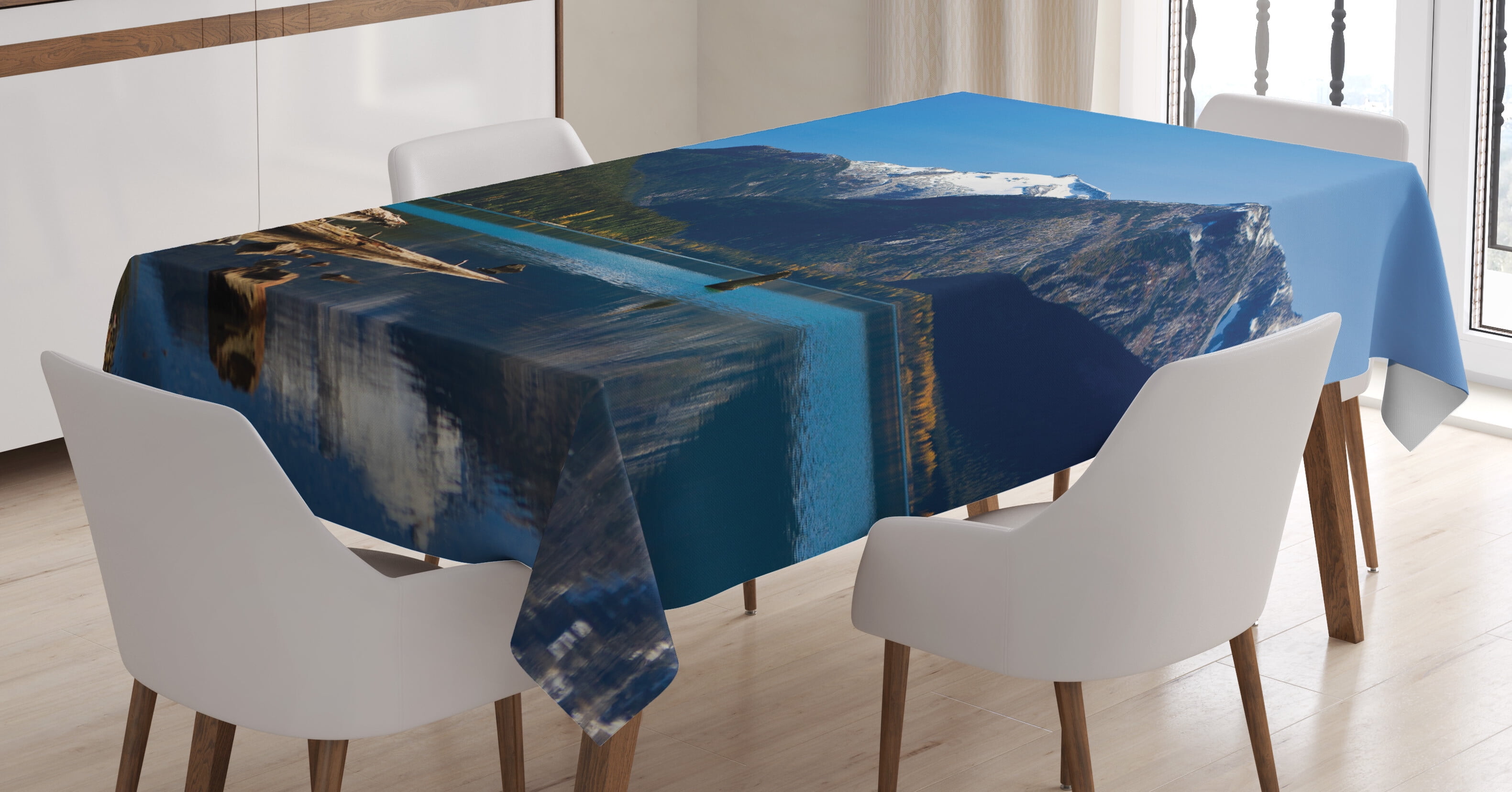 Ambesonne Landscape Tablecloth Rectangular Table Cover, Winter Mountain ...