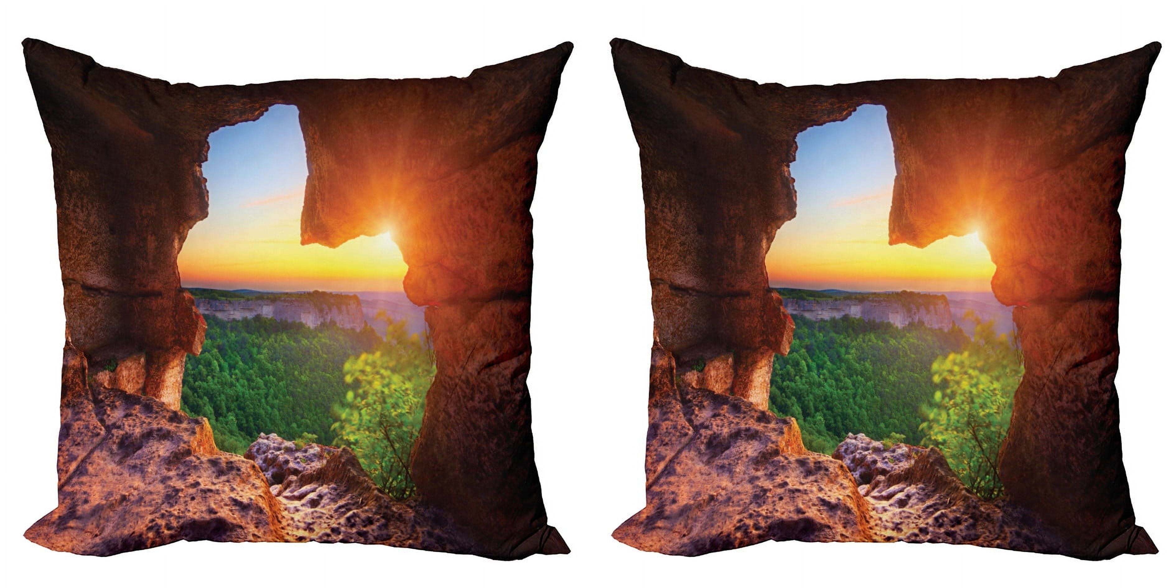 Ambesonne Landscape Throw Pillow Cover 2 Pack, Canyon at Sunset Time ...