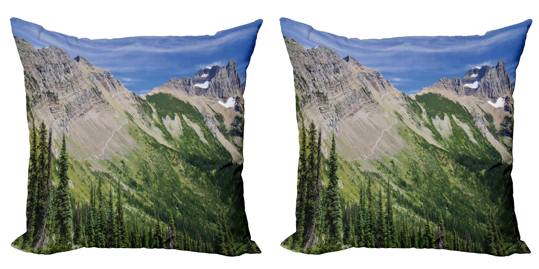Ambesonne Landscape Throw Pillow Cover 2 Pack, High Mountains and ...