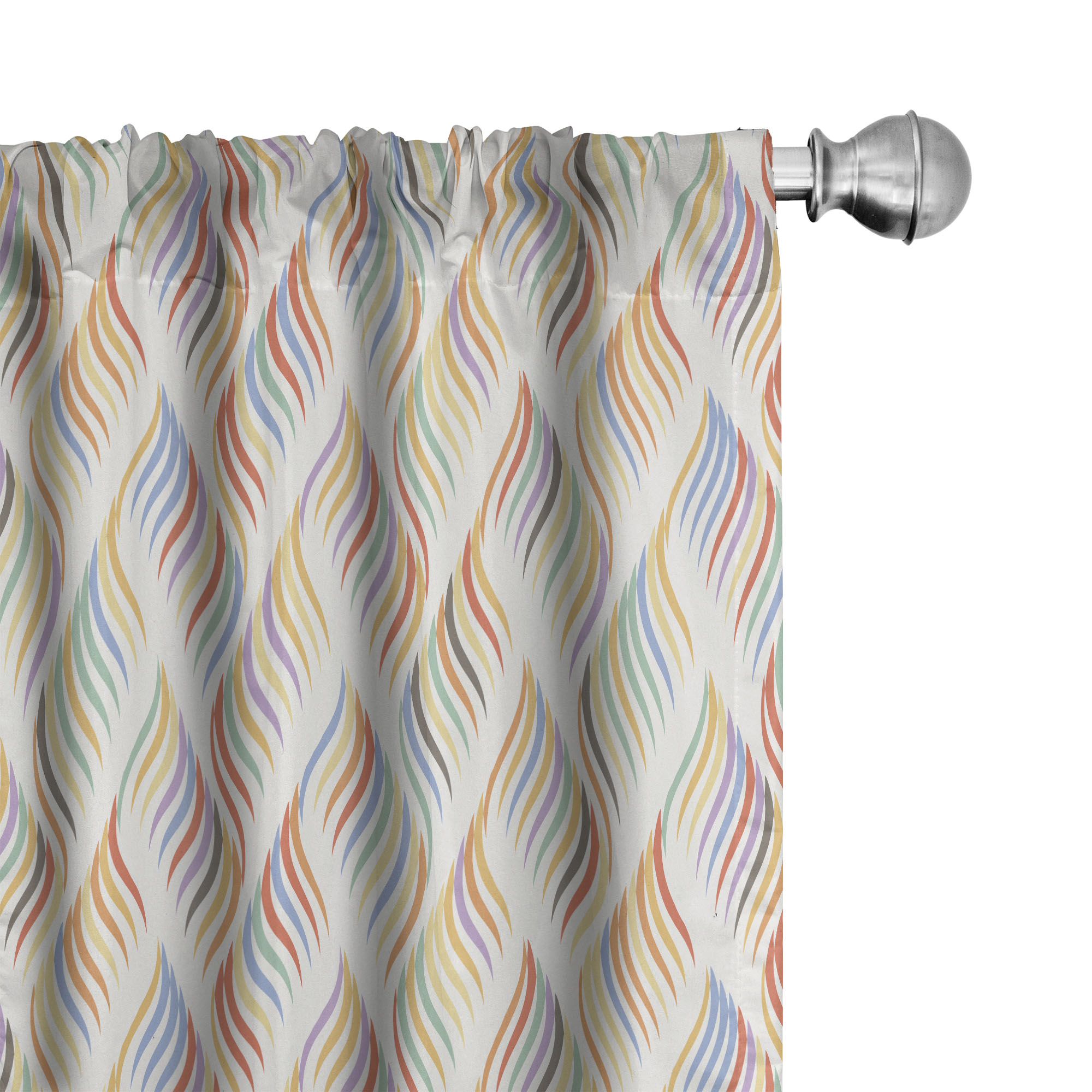 Ambesonne Lattice Curtains, Pastel and Colorful Waves, Pair of 28"x84 ...