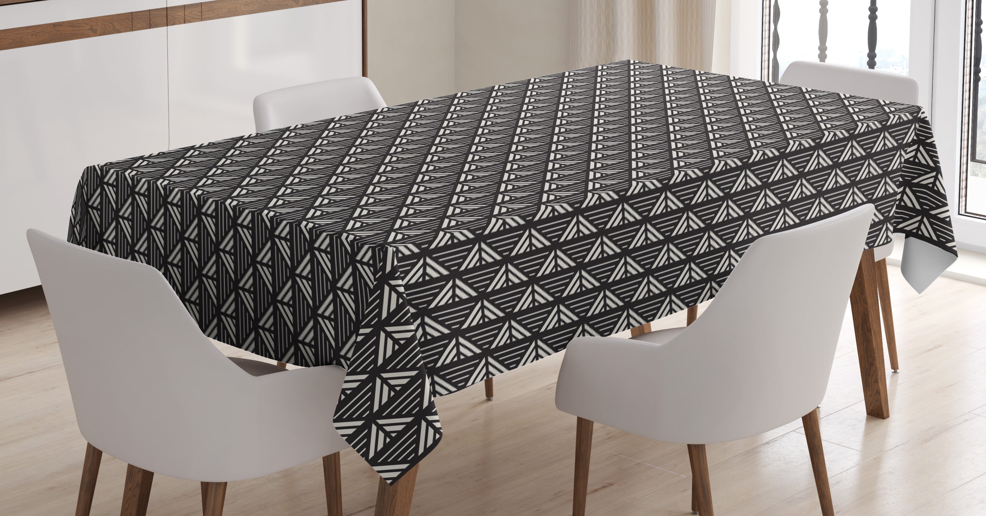 Ambesonne Lattice Tablecloth Rectangular Table Cover, Short Lines ...