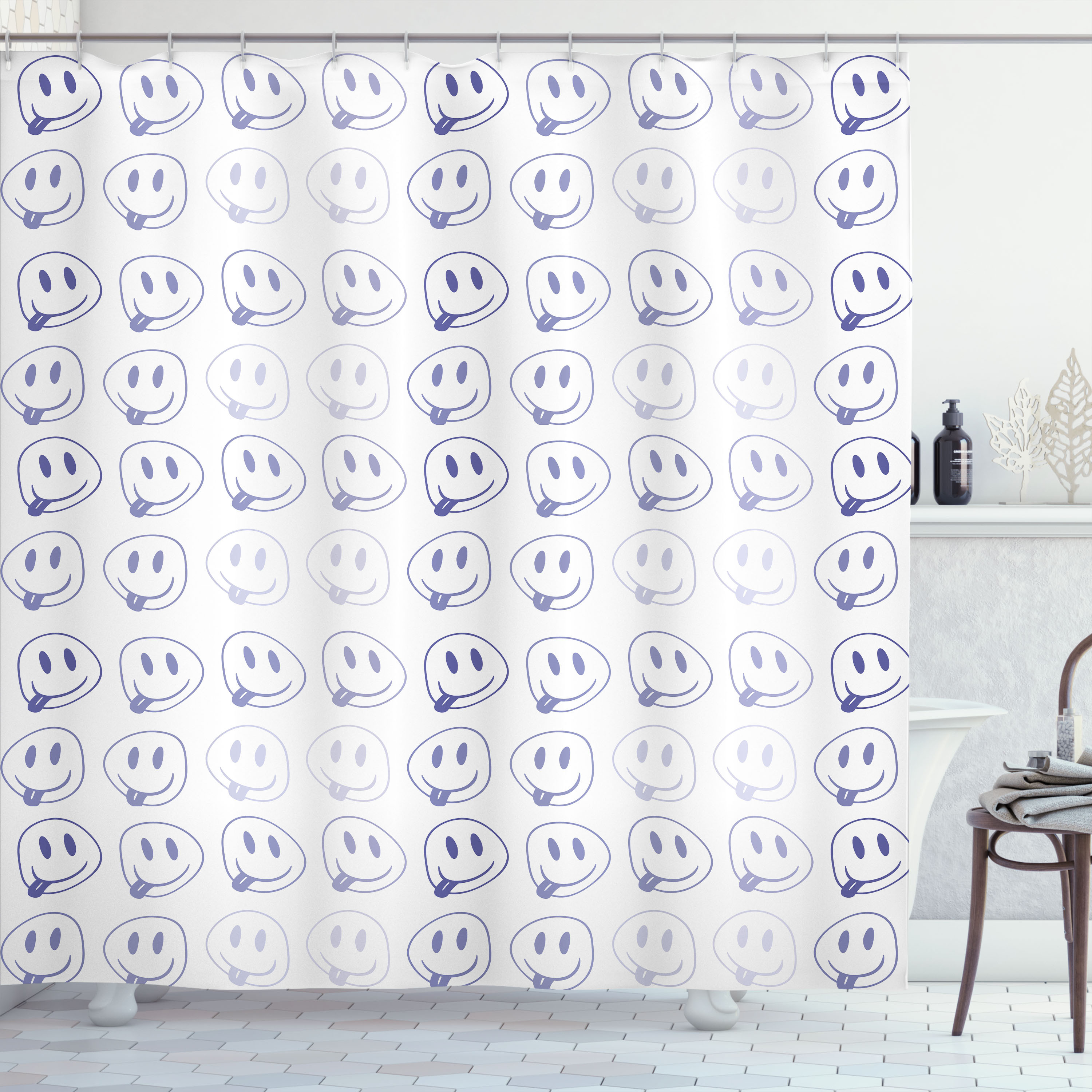 Ambesonne Laughing Emoji Shower Curtain, Dreamy Smiling Faces, 69"Wx70 ...