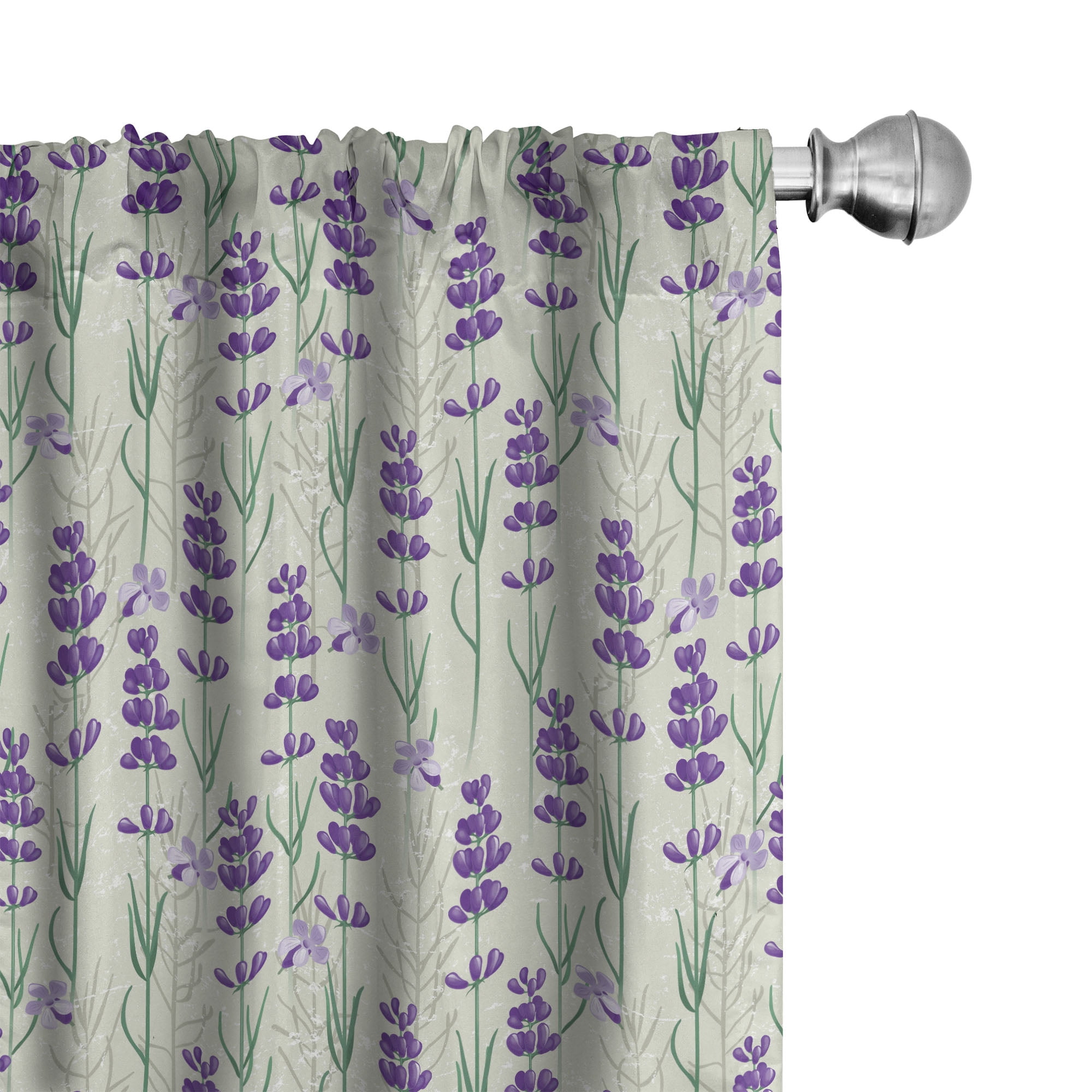 Ambesonne Lavender Curtains, Fresh Herbs Botanical, Pair of 28"x84 ...