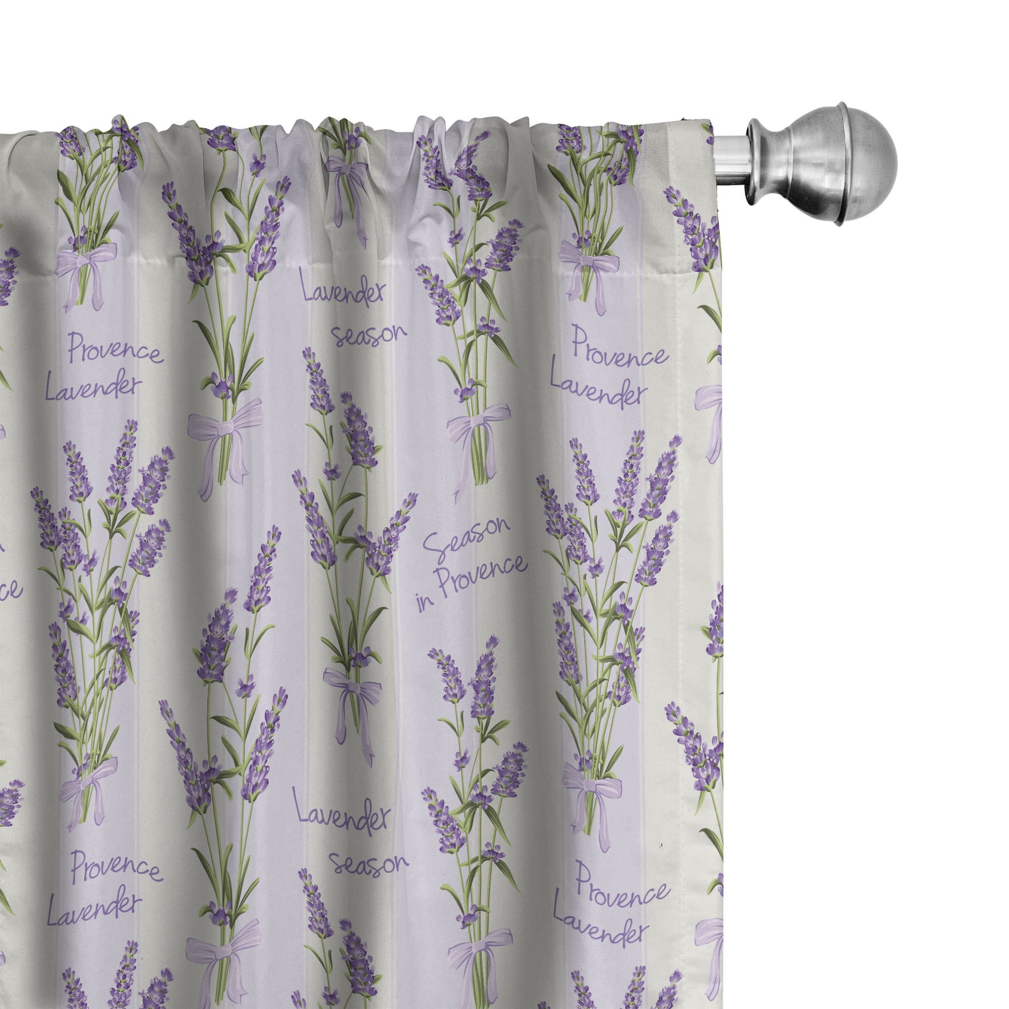 Ambesonne Lavender Curtains, Stripes and Flowers, Pair of 28"x63 ...