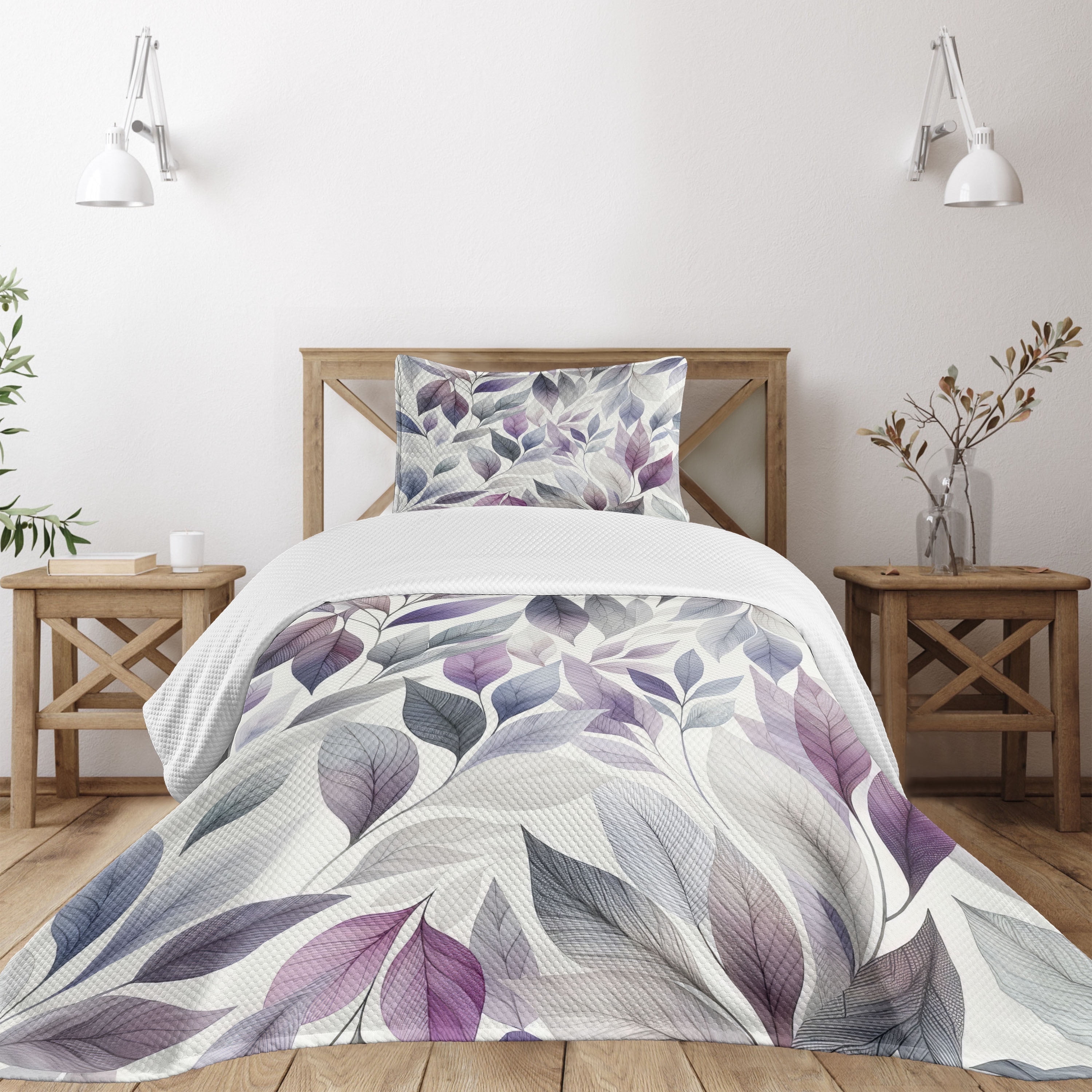 Ambesonne Lavender Quilted Bedspread Set 2 Pcs, Art Winter Dancing ...