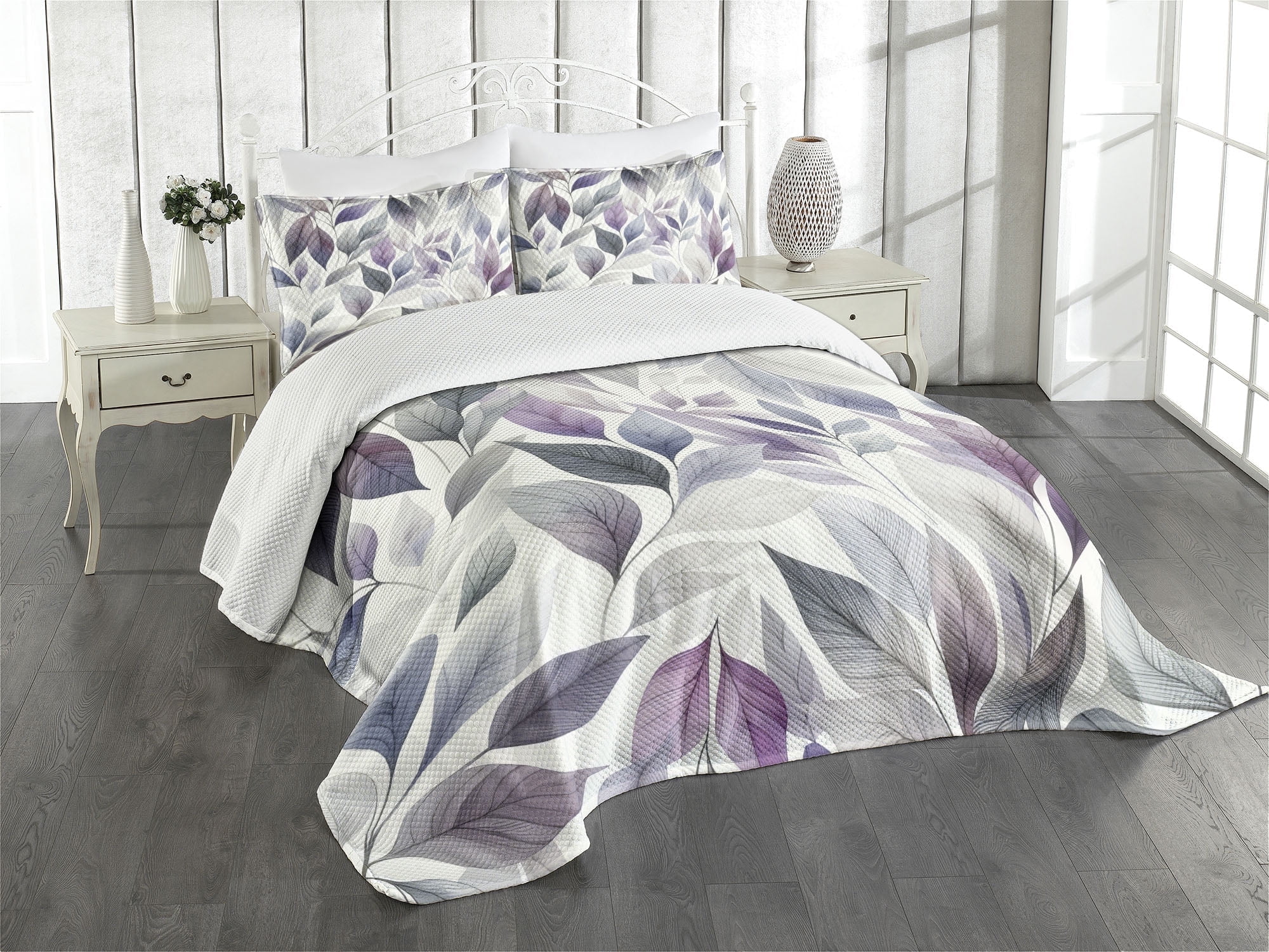 Ambesonne Lavender Quilted Bedspread Set 3 Pcs, Art Winter Dancing ...