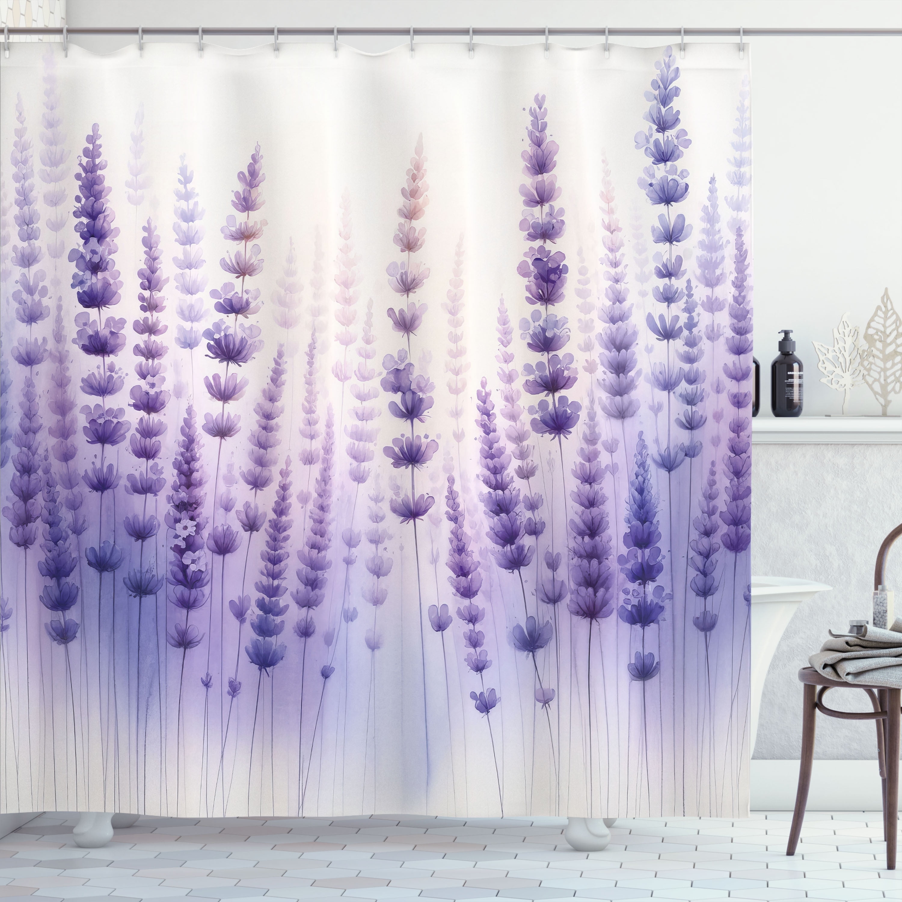 Ambesonne Lavender Shower Curtain, Dreamy Purple Flowers Art, 69"Wx84"L ...