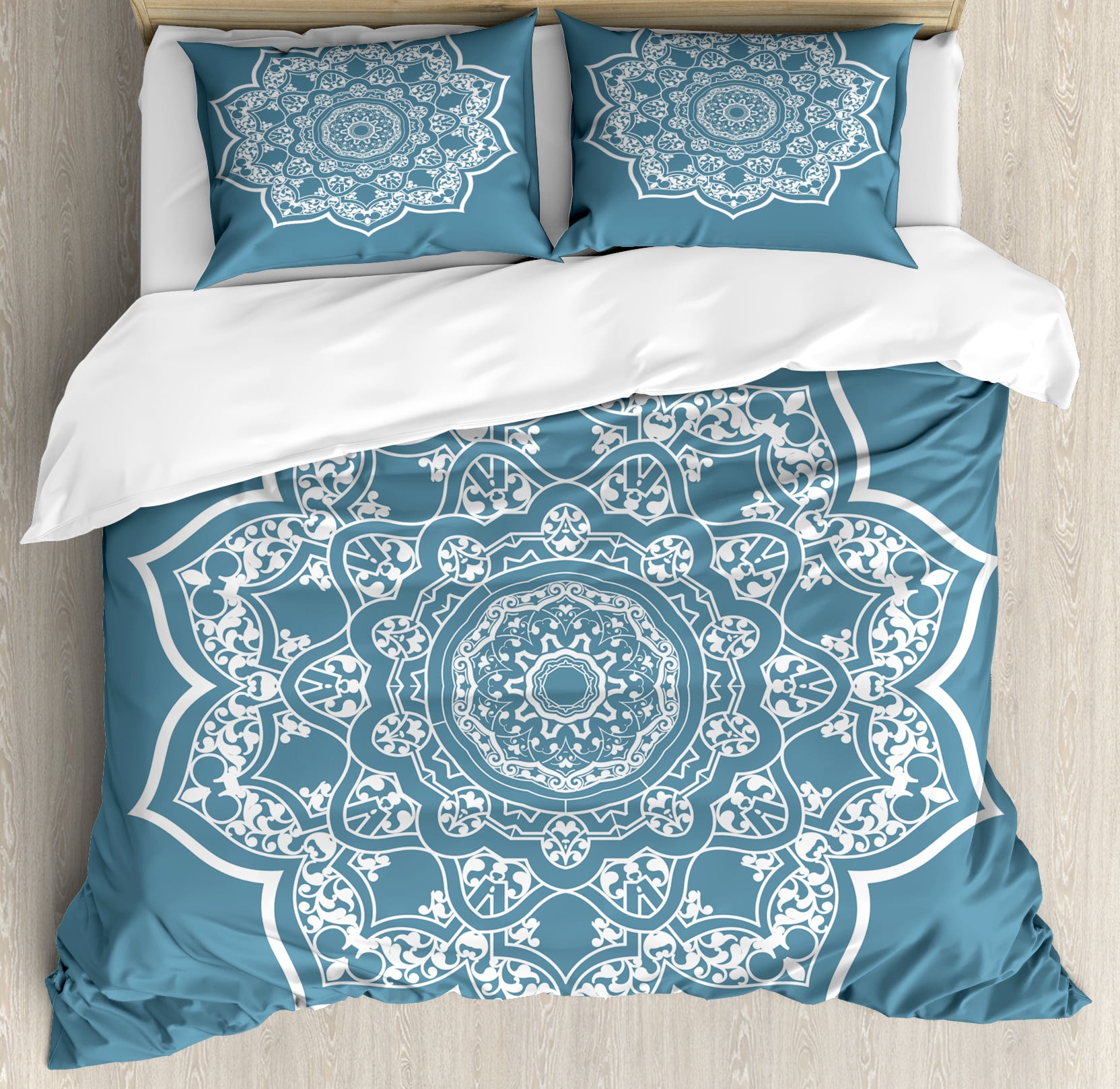 Ambesonne Leaf Duvet Cover Set, Lace Style Royal Round, 2-Calking ...