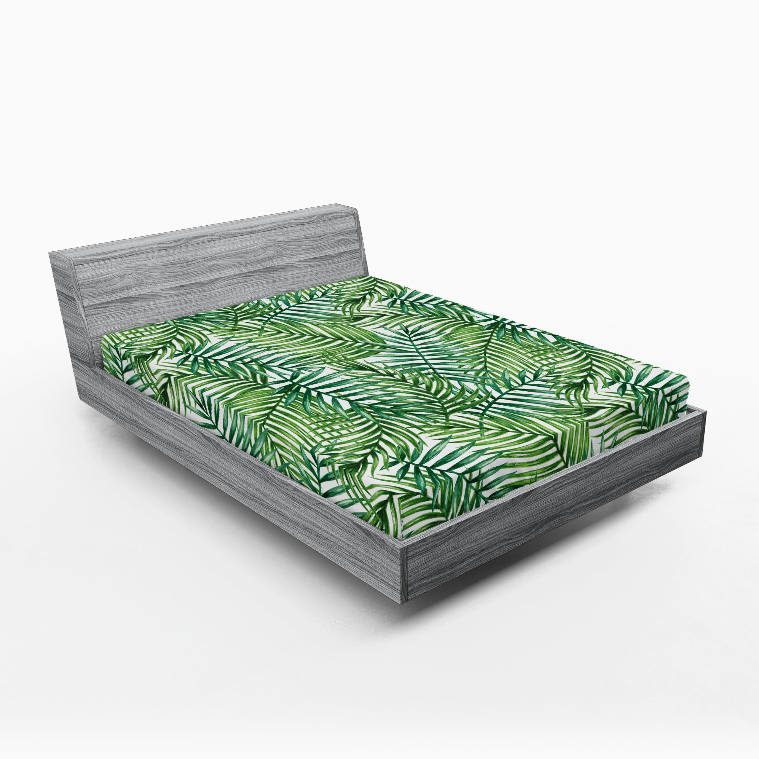 Ambesonne Leaf Fitted Sheet, Botanical Wild Palm Trees, Queen Size ...