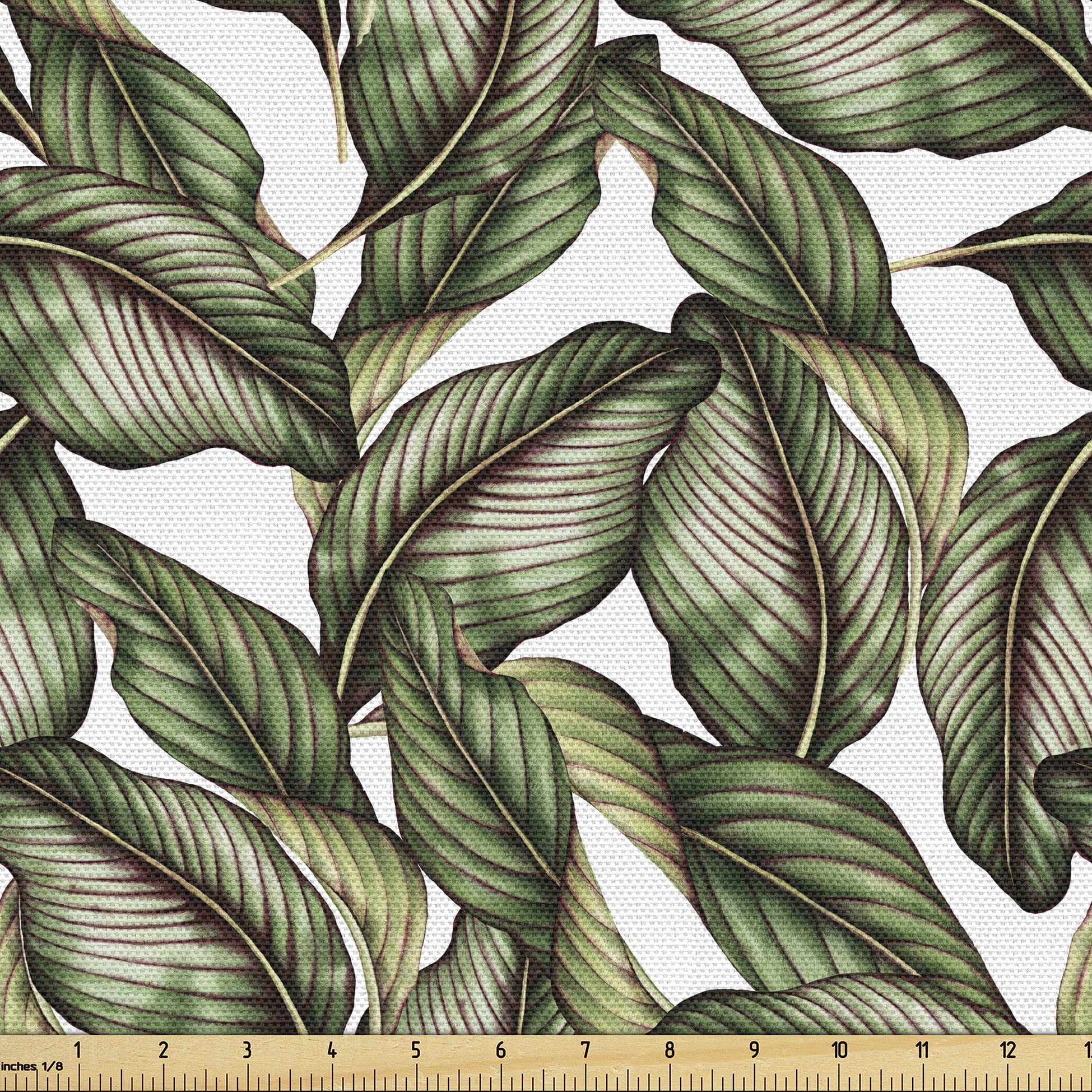 Ambesonne Leaf Print Fabric by the Yard, Art Exotic Leaves Jungle, 10 ...