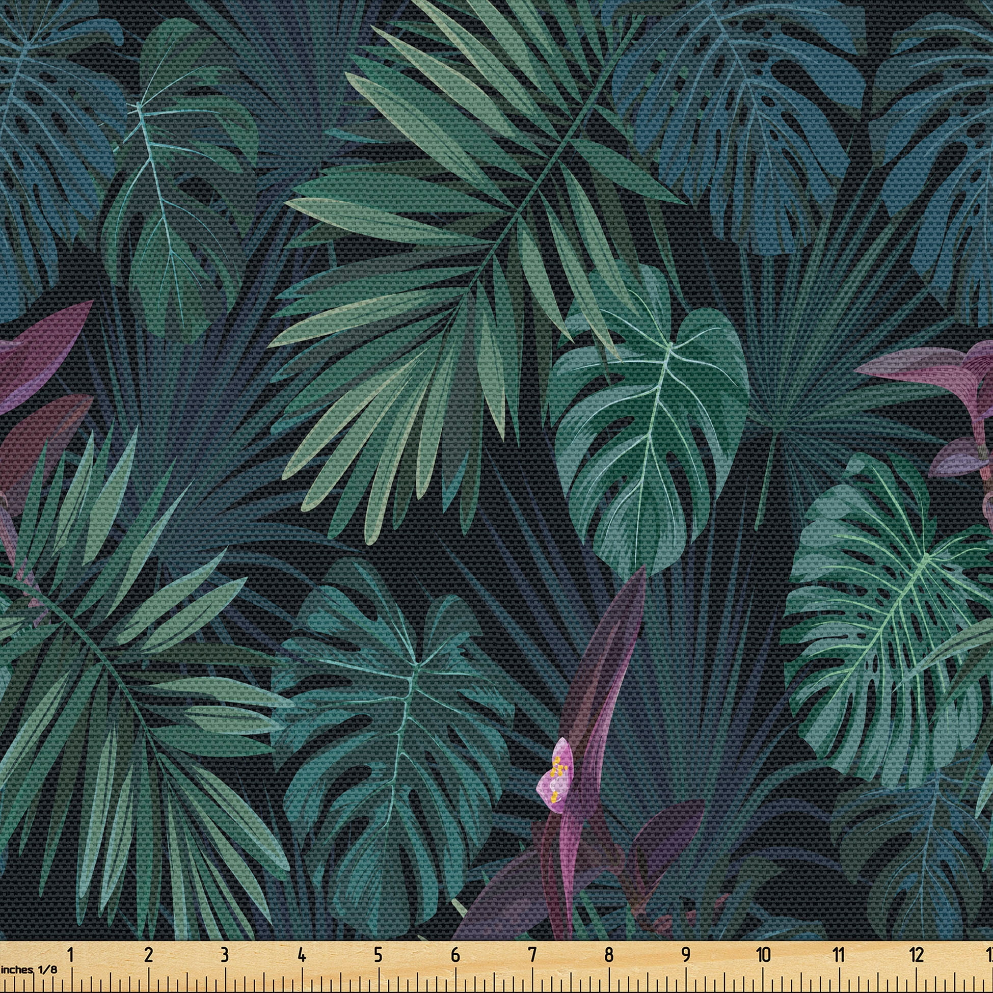 Ambesonne Leaf Print Fabric by the Yard Upholstery, Modern Exotic Art ...