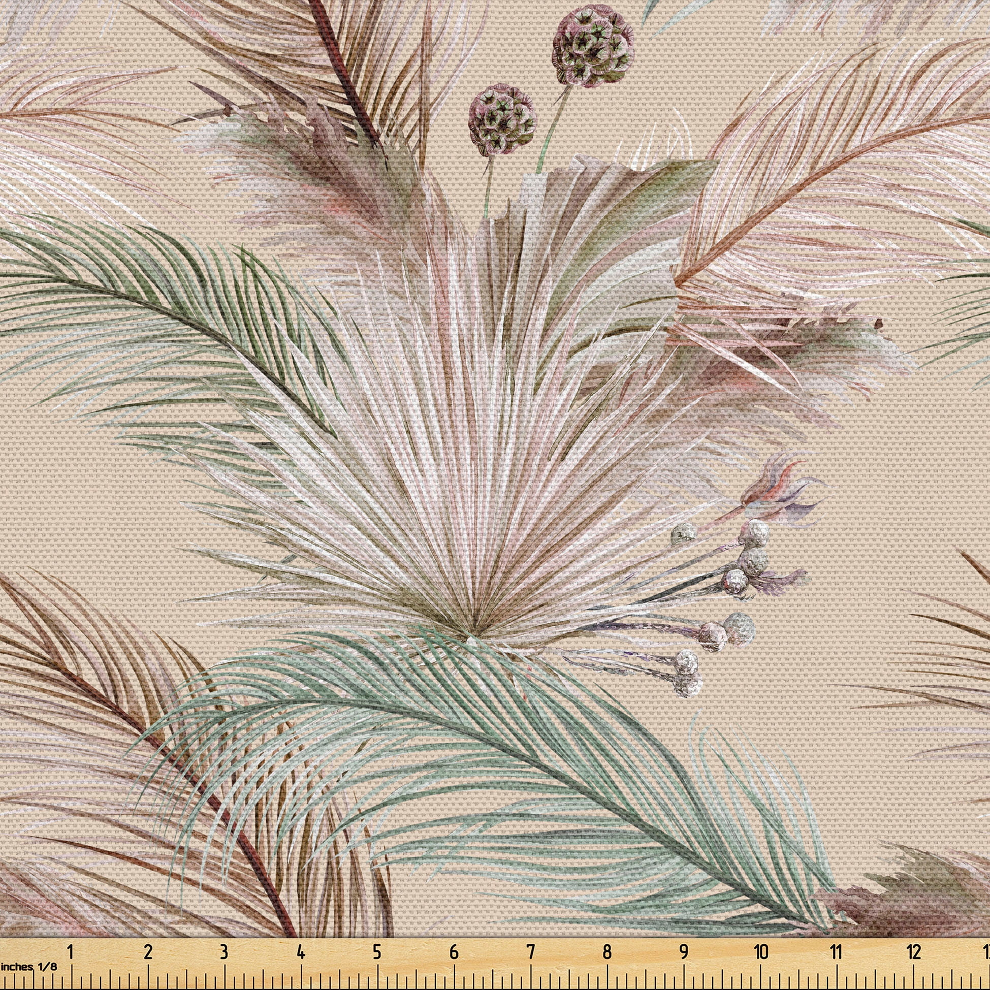 Ambesonne Leaf Print Fabric by the Yard Upholstery, Romance Exotic Palm ...