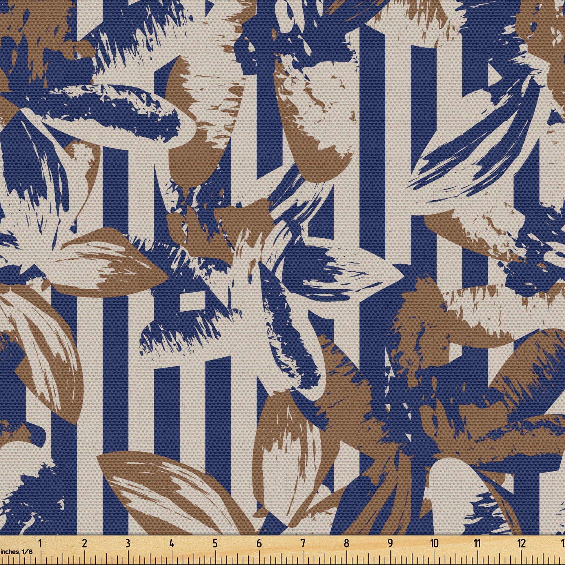 Ambesonne Leaf Print Fabric by the Yard Upholstery, Botany Nostalgia ...