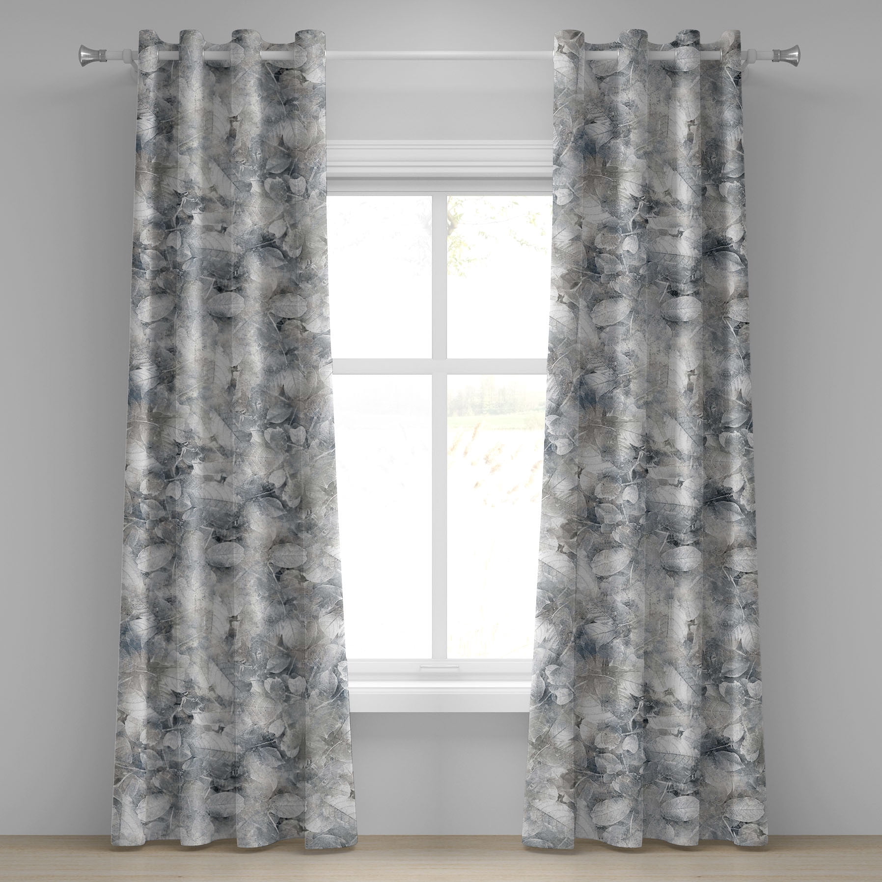 Ambesonne Leaf Print Grommet Curtain, Leaves Vintage Neutral, 50"x96 ...