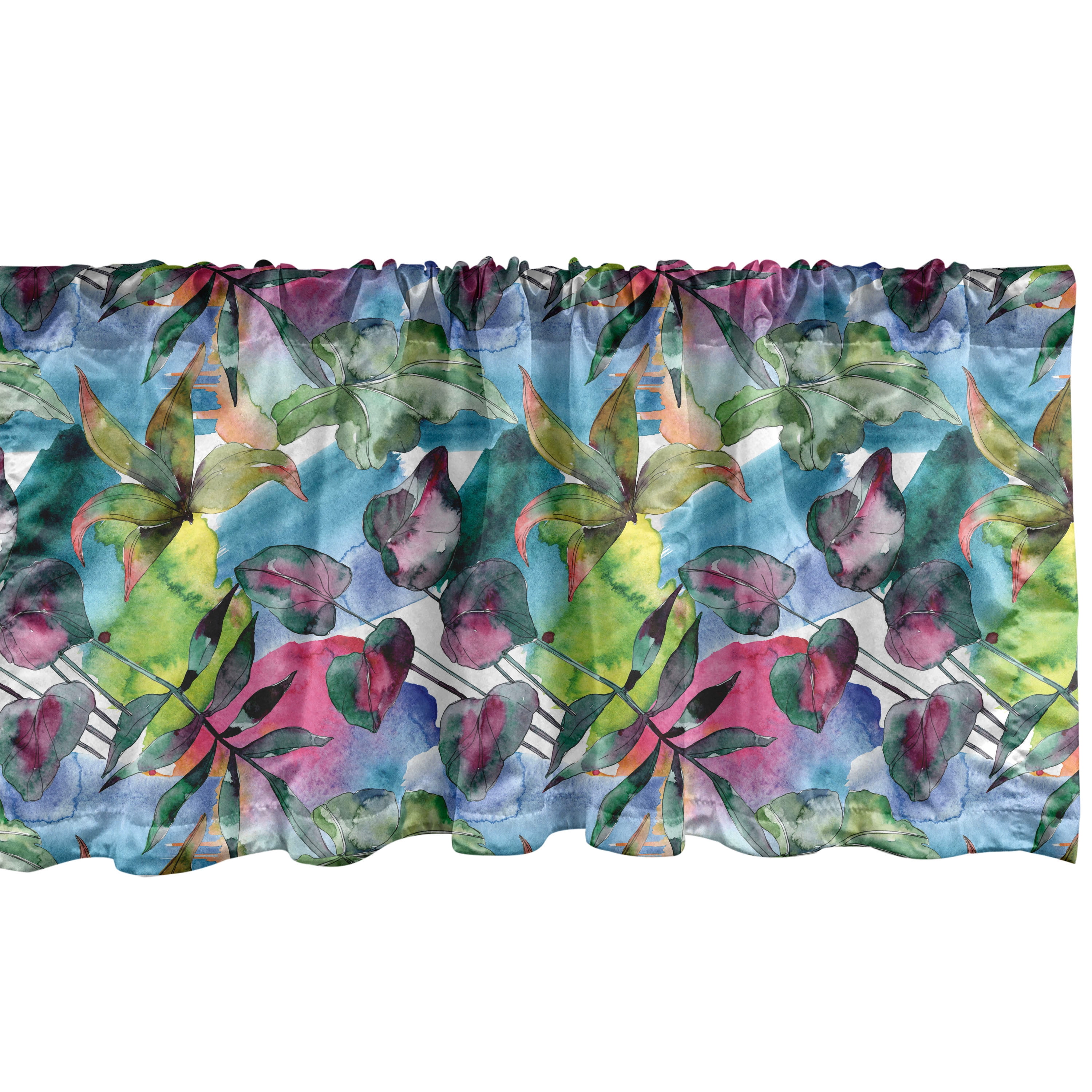 Ambesonne Leaf Print Window Valance, Colorful Leaves Modern, 42" x 12 ...