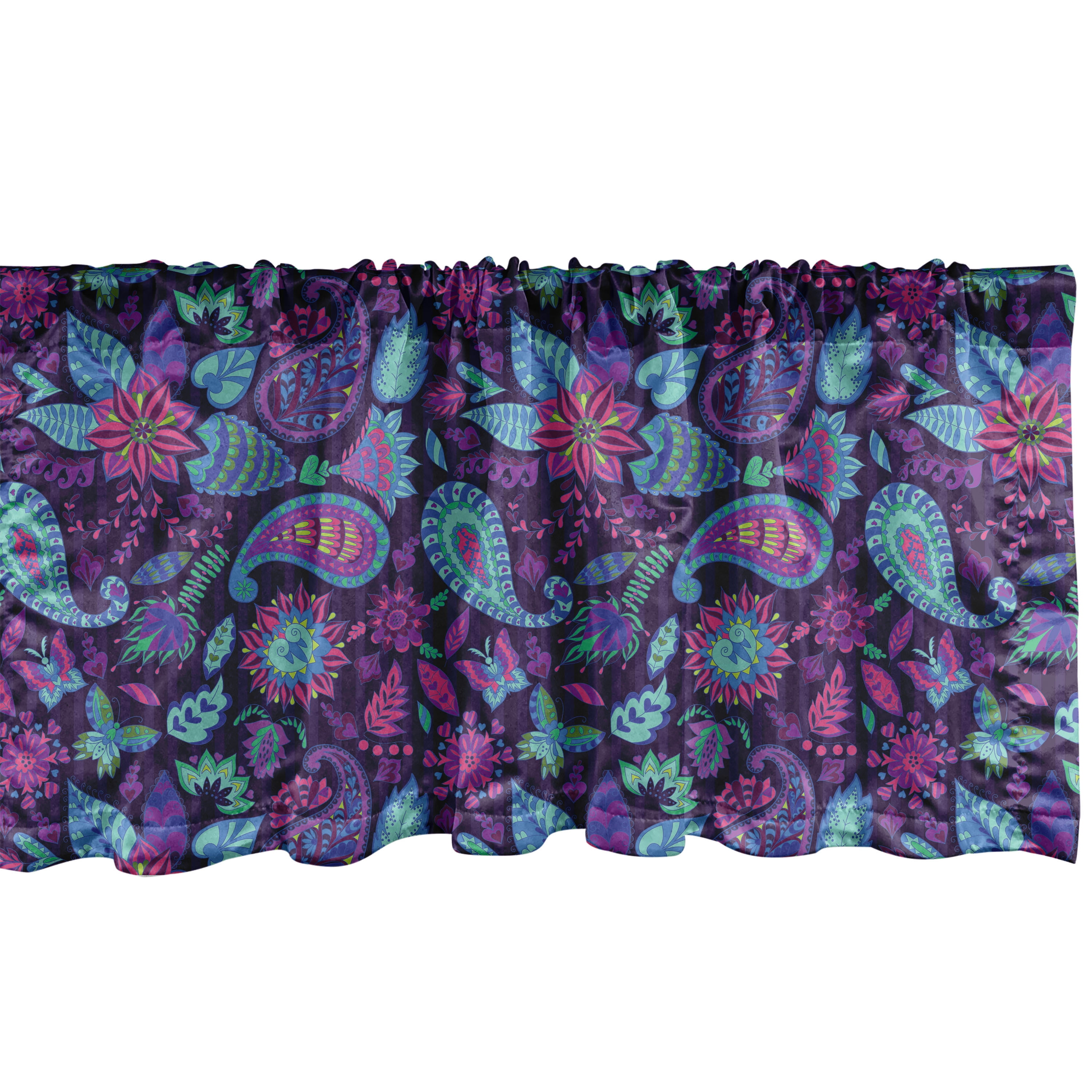 Ambesonne Leaf Print Window Valance, Paisley Teardrops Motif, 54" X 12 ...