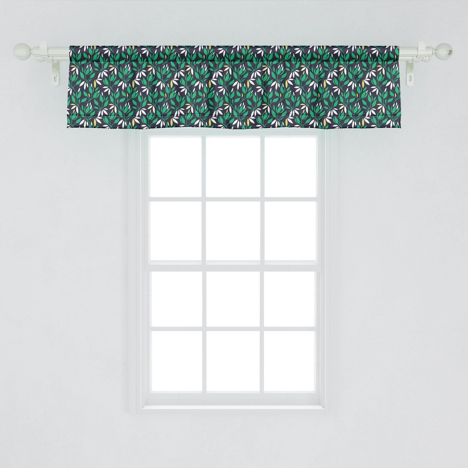 Ambesonne Leaf Window Valance, Abstract and Simplistic Design Leaves ...