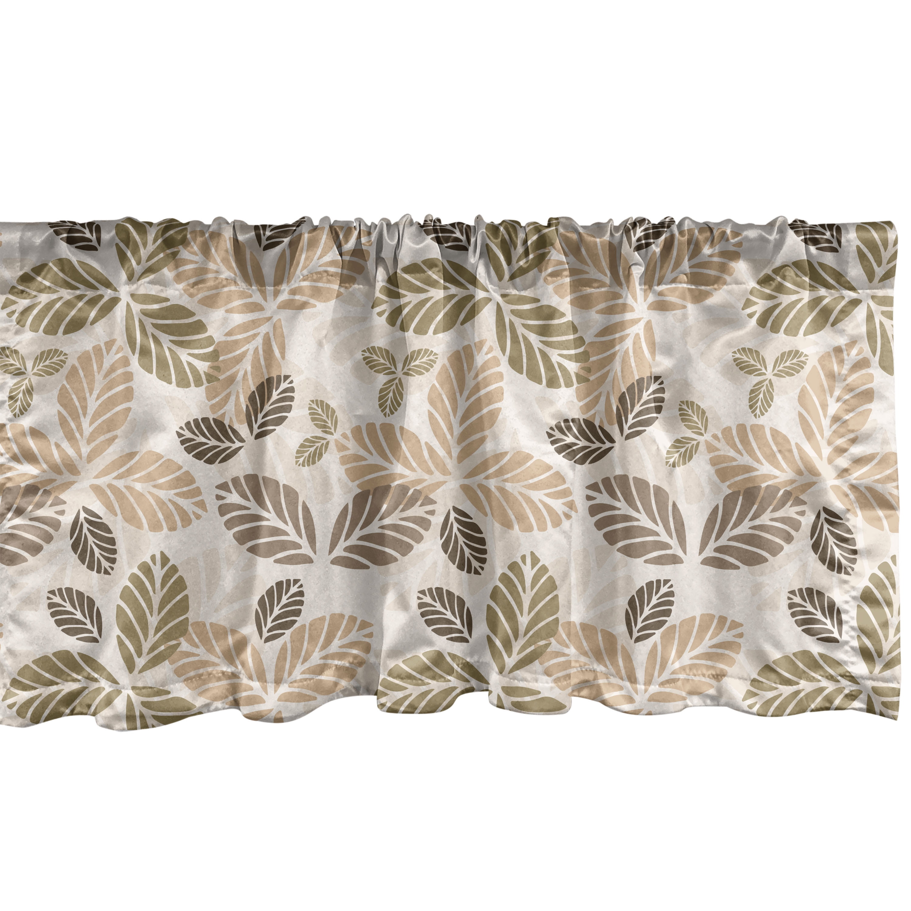 Ambesonne Leaf Window Valance, Retro Leaf Silhouettes, 54" X 12", Army ...