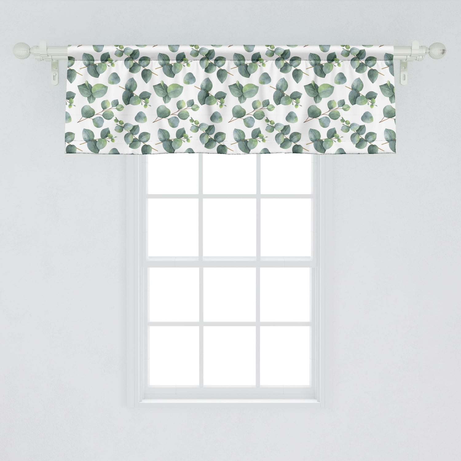 Ambesonne Leaf Window Valance, Watercolor Style Pattern Dollar ...