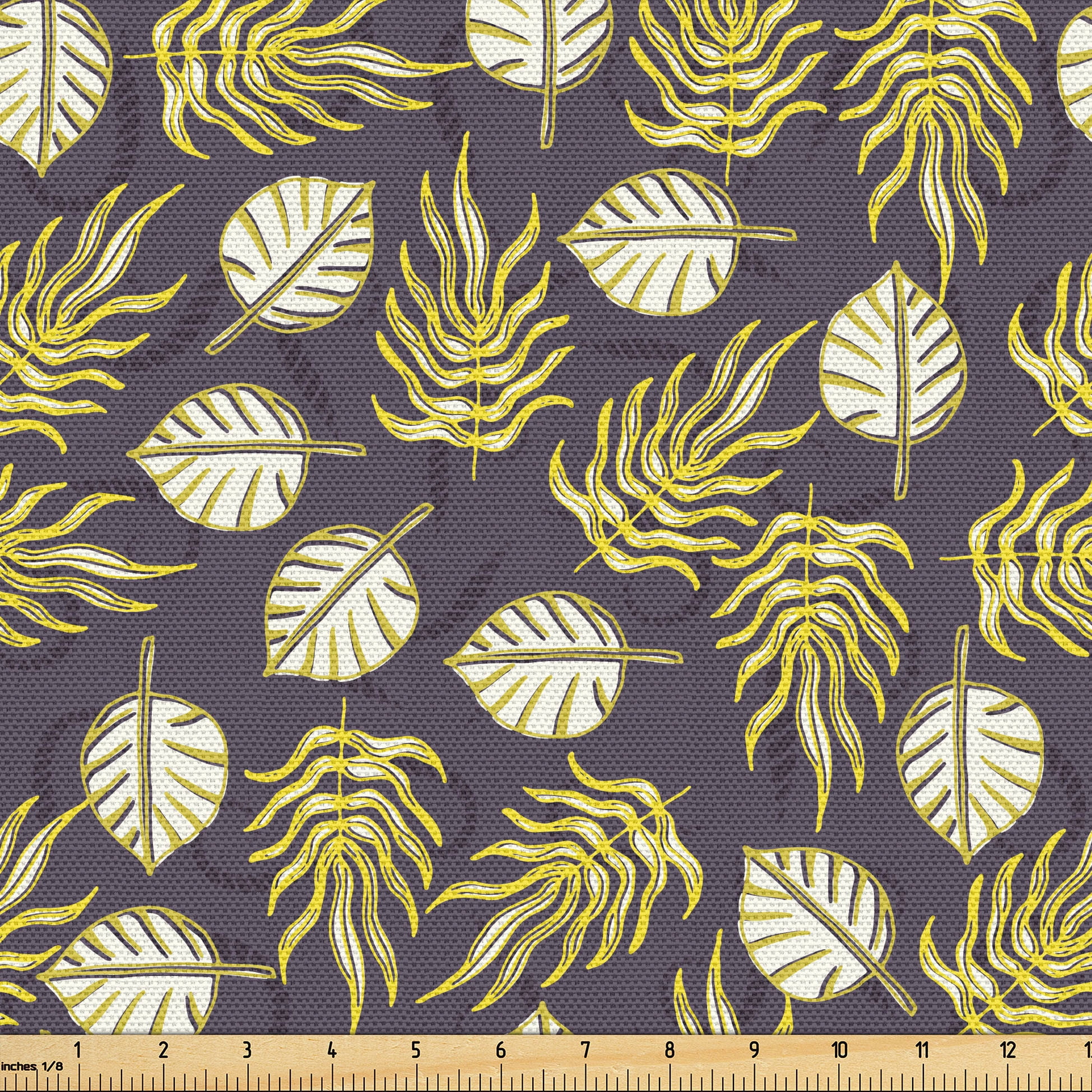Ambesonne Leafage Fabric by the Yard Upholstery, Accent Fall Leaves ...