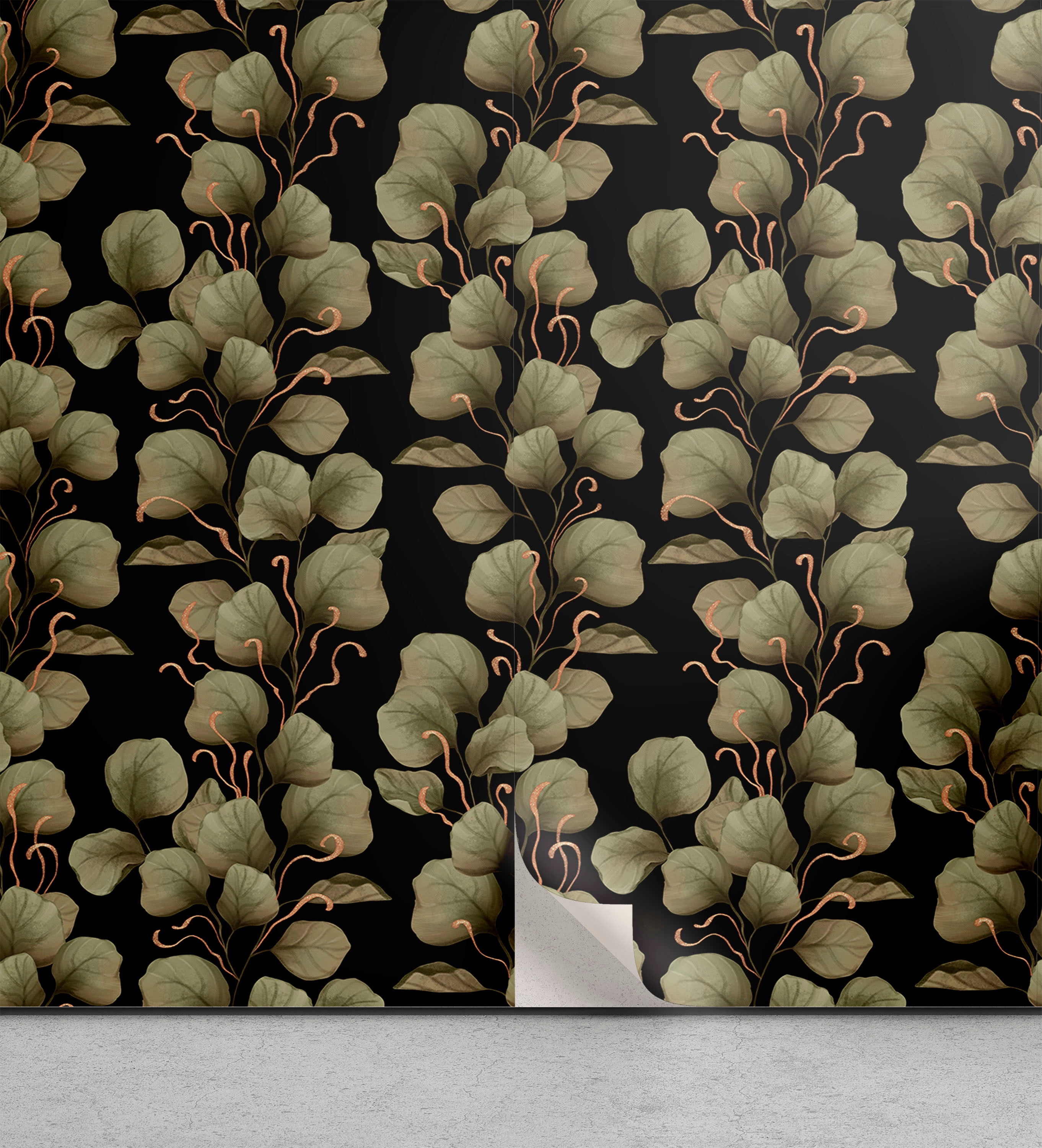 Ambesonne Leafy Art Peel & Stick Wallpaper for Home, Dark Night Forest ...