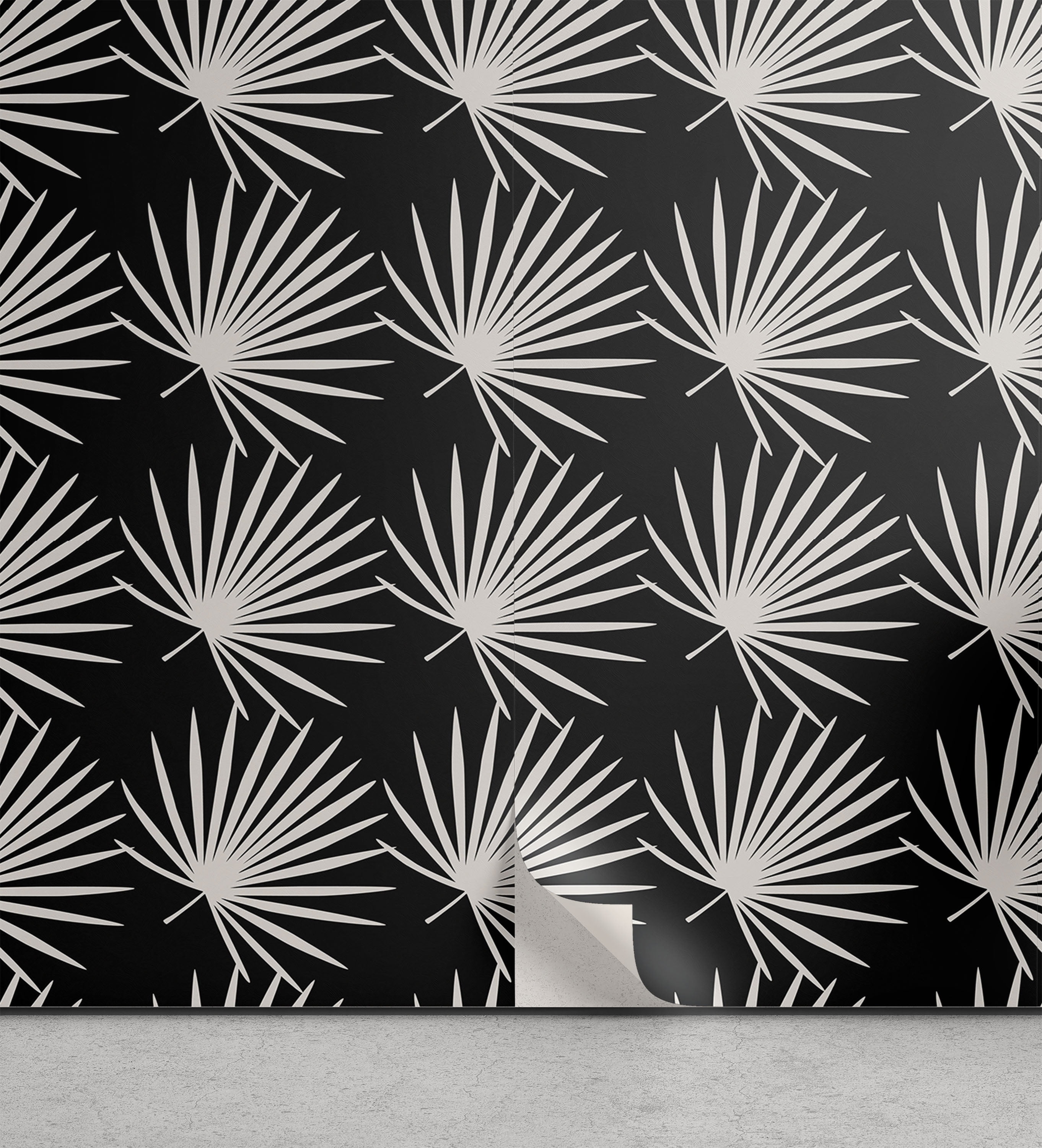 Ambesonne Leafy Art Peel & Stick Wallpaper for Home, Monochrome Exotic ...