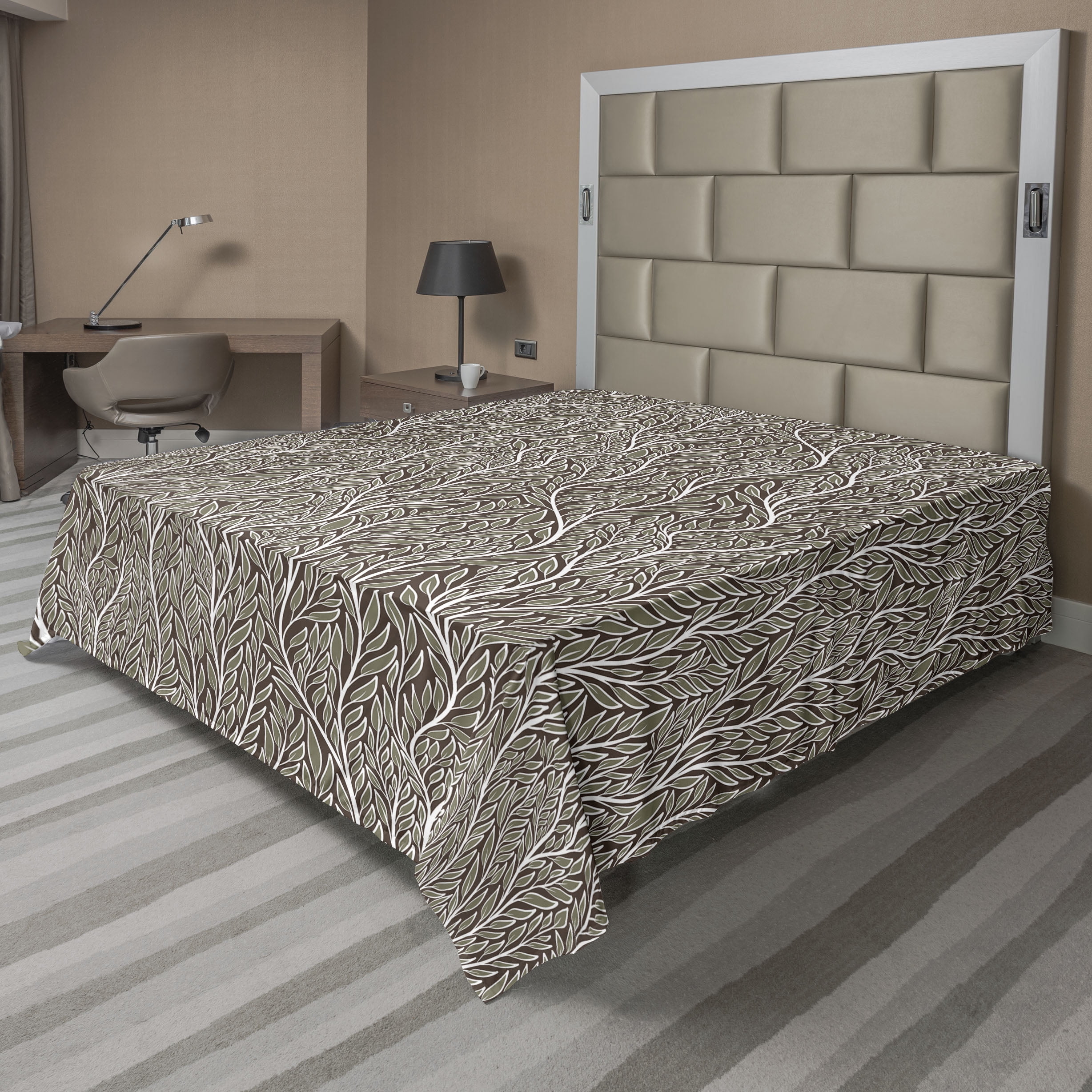 Ambesonne Leafy Design Flat Bedding Sheet Soft Top Sheet, Ivy Leaves ...