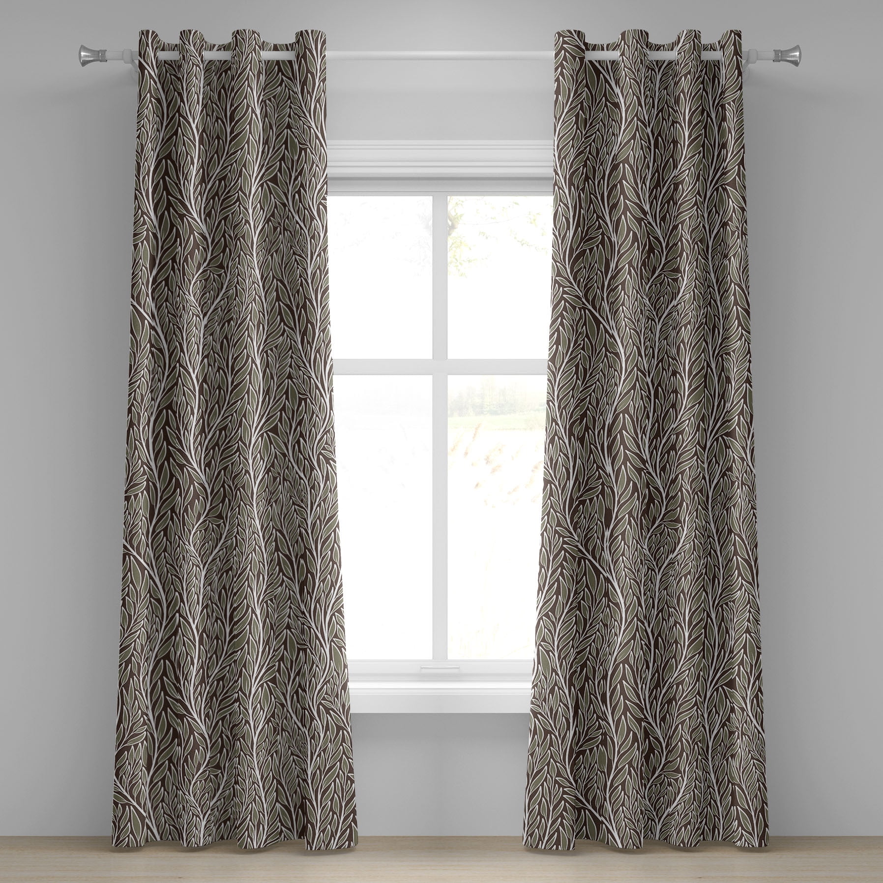 Ambesonne Leafy Design Grommet Curtain, Ivy Leaves Pattern, 50"x108 ...