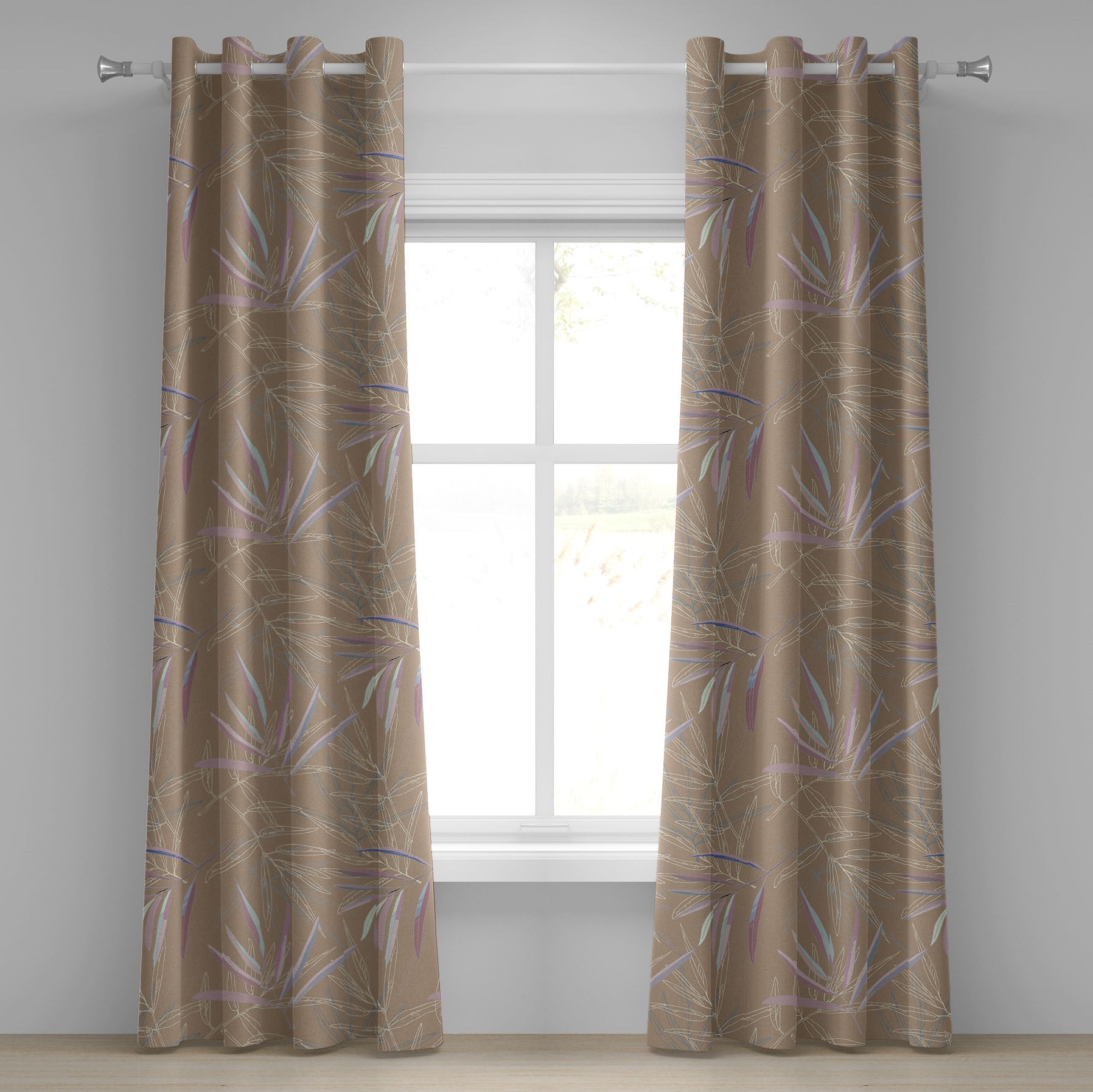 Ambesonne Leafy Design Grommet Curtain, Tropical Dreamy Leaves, 50"x120 ...