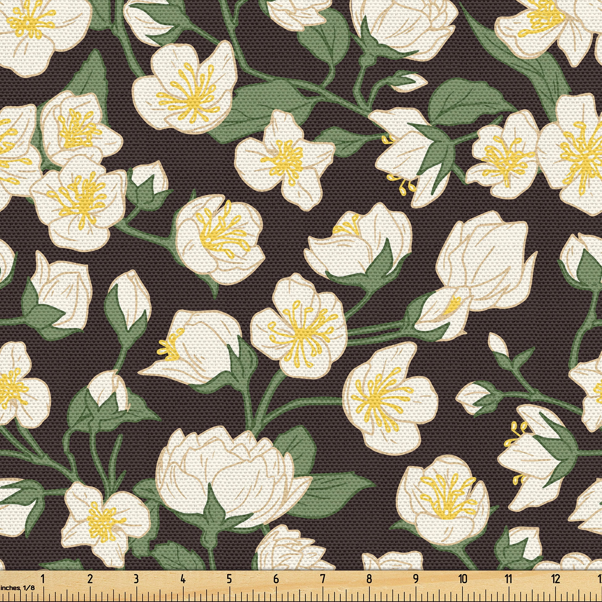 Ambesonne Leafy Floral Fabric by the Yard Upholstery, Modern Leaves ...