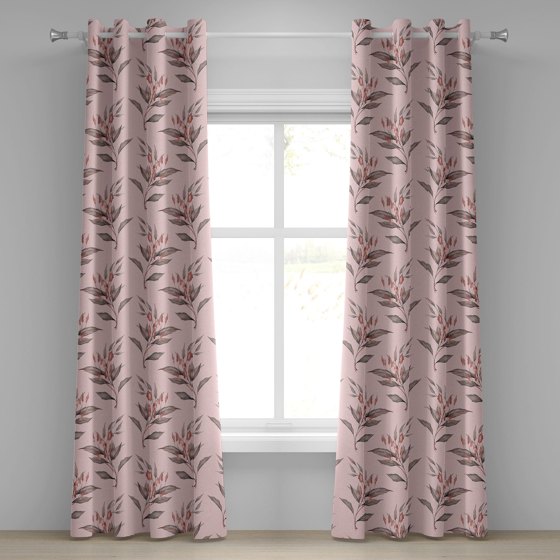 Ambesonne Leafy Pattern Grommet Curtain, Autumnal Boho Leaves, 50"x120 ...