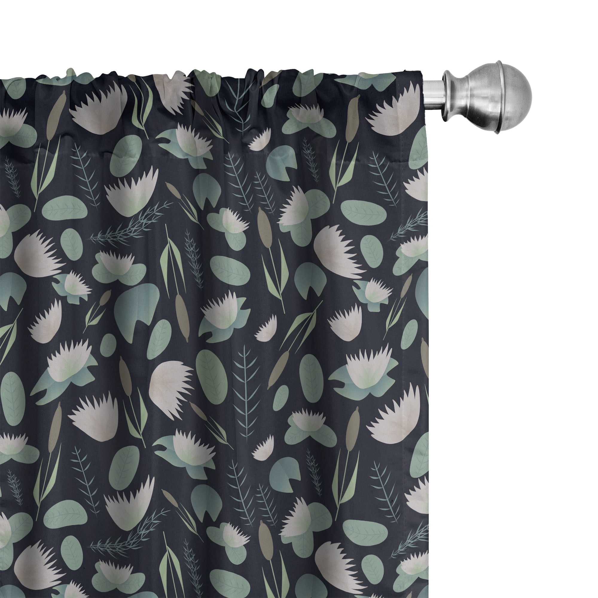 Ambesonne Leaves 4-Panel Curtains, Elements from a Lake, 56"x63", Cadet ...
