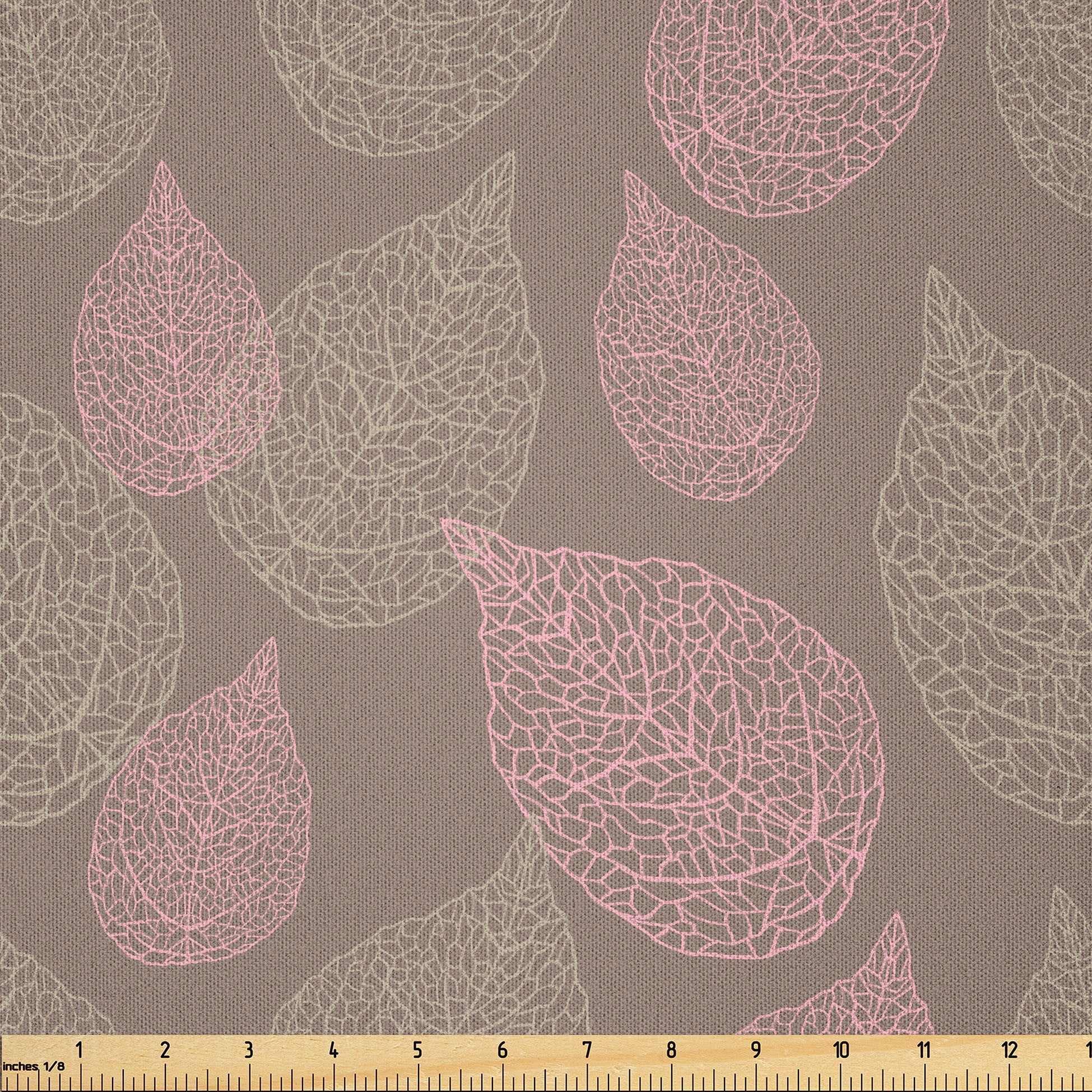Ambesonne Leaves Fabric by the Yard Microfiber, Woodland Foliage Motifs ...