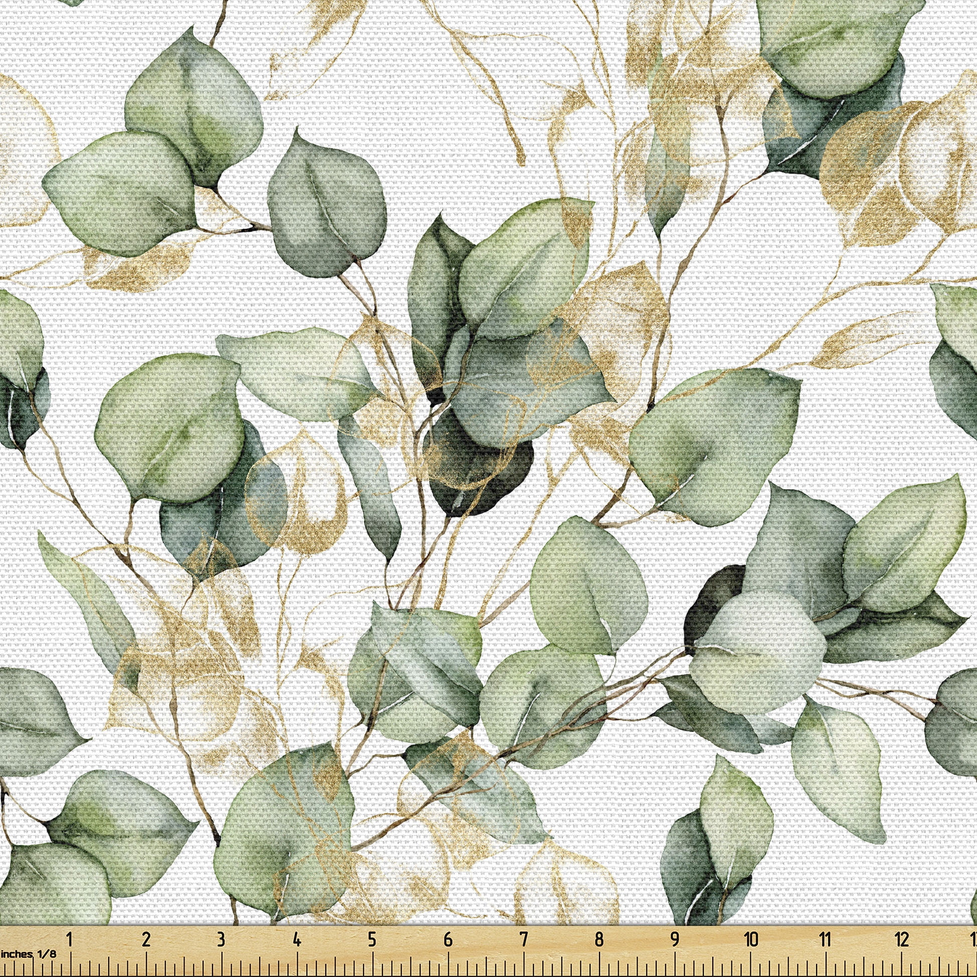 Ambesonne Leaves Fabric by the Yard Upholstery, Tropical Eucalyptus ...